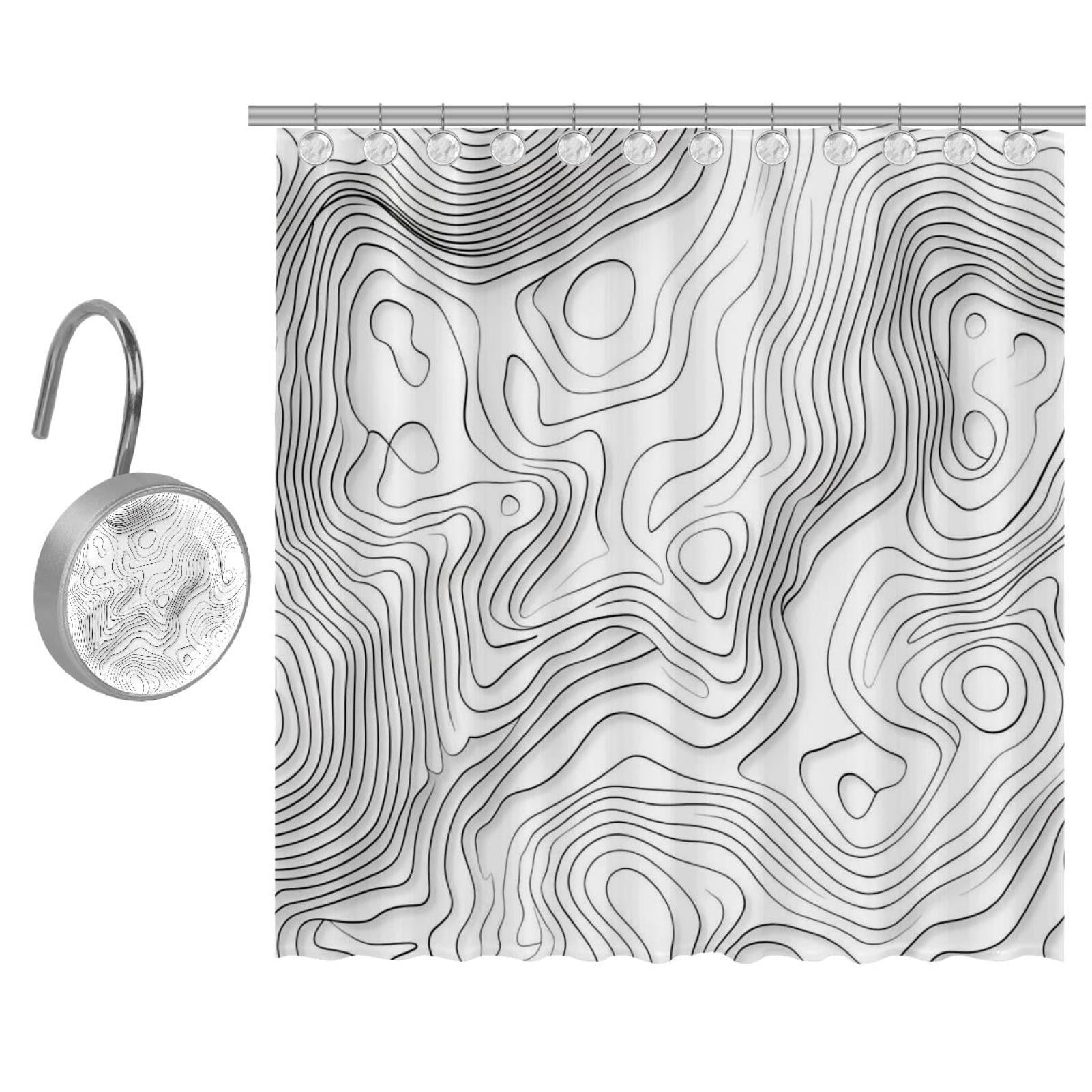 Topography Line Map Shower Curtain Set for Bathroom - Walmart.com