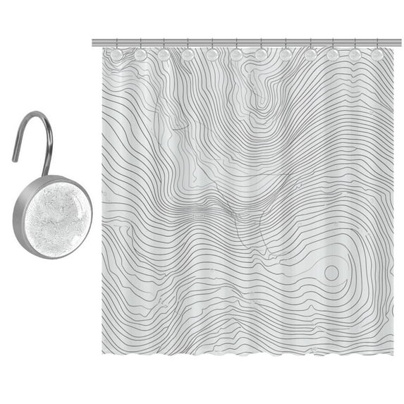 Topography Line Map Shower Curtain, Bathroom Beach Decorations ...