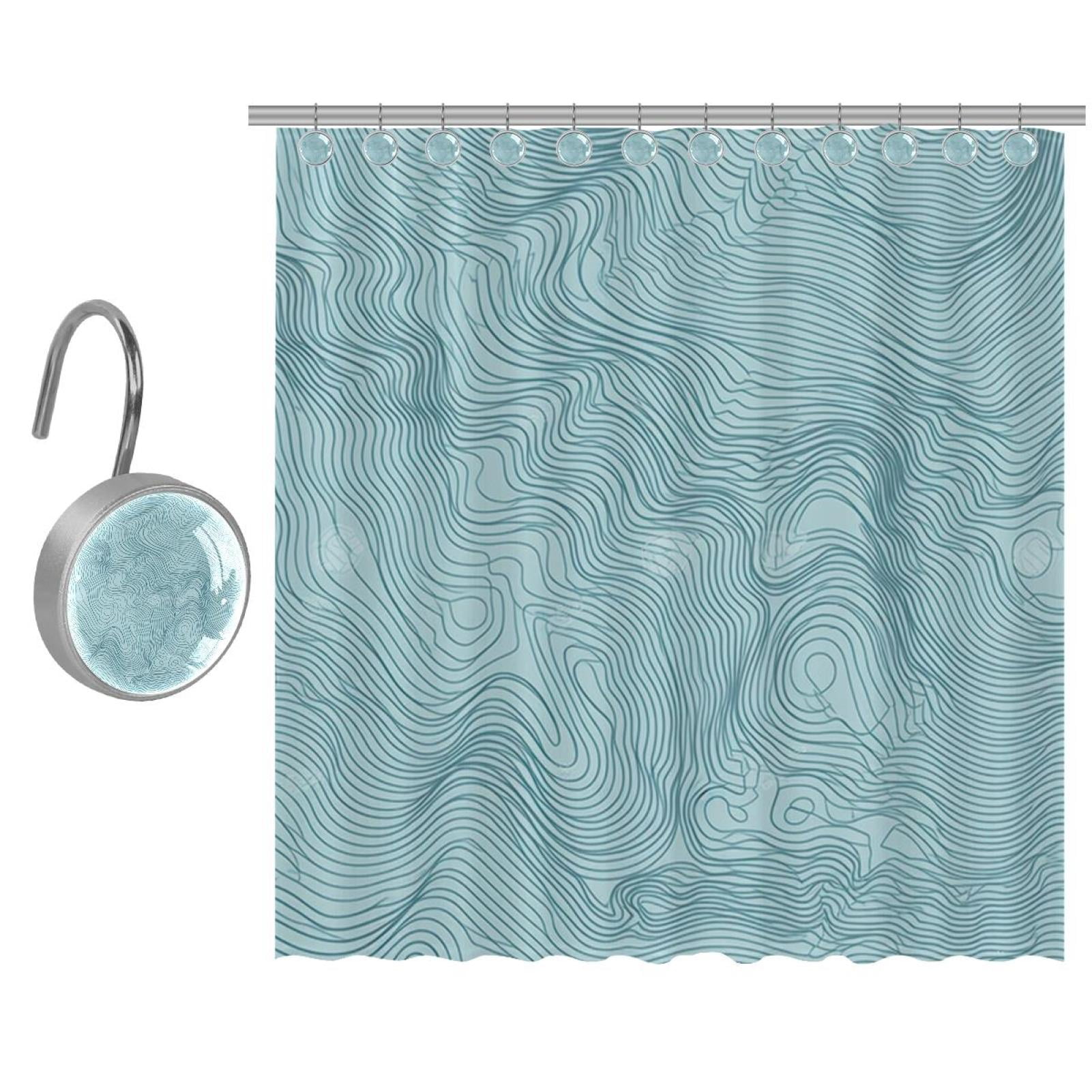 Shower Curtain Set- Topography Line Map - Walmart.com