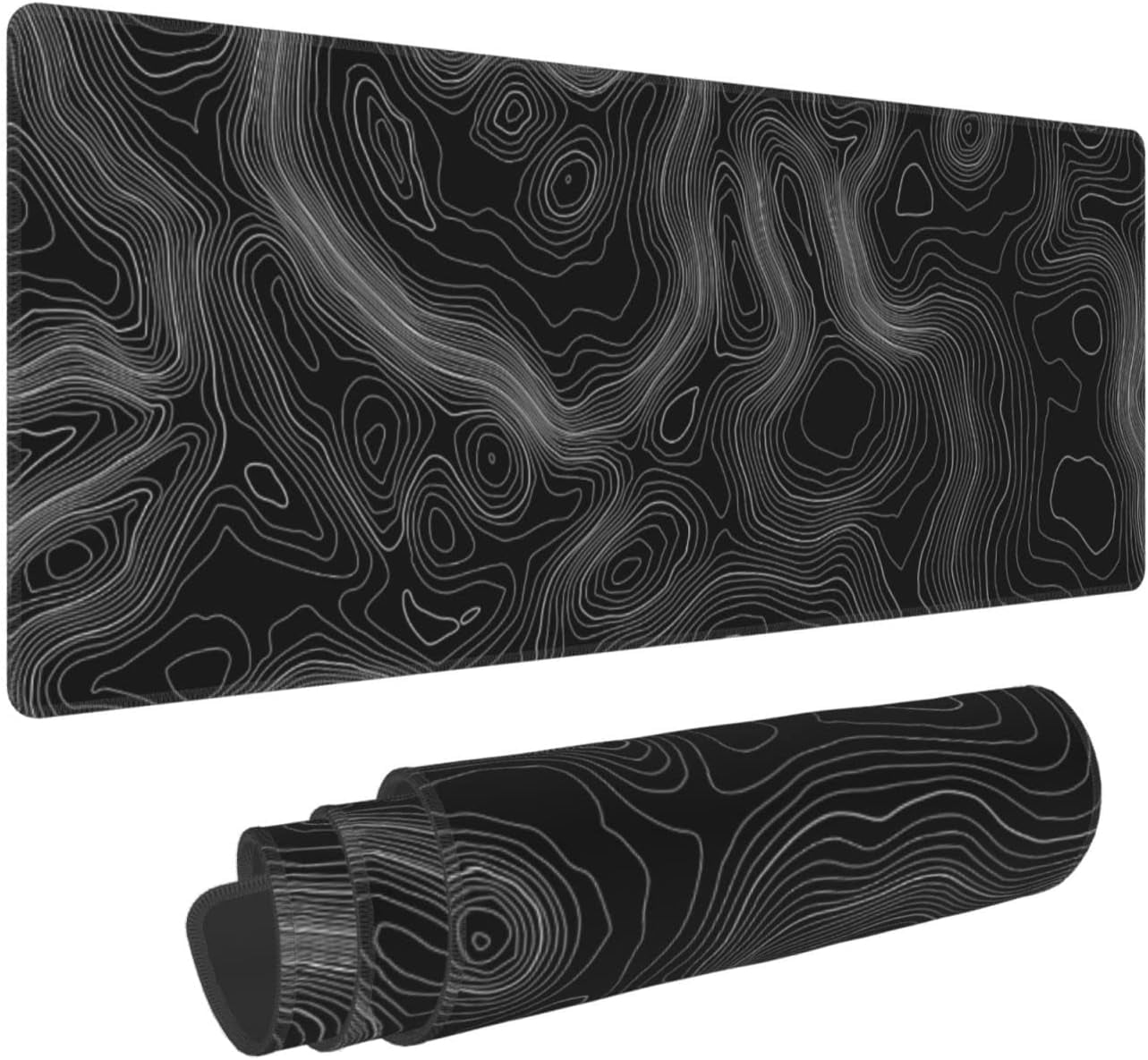Topography Map Lines Contour Geographic Black XXL XL Large Gaming Mouse ...