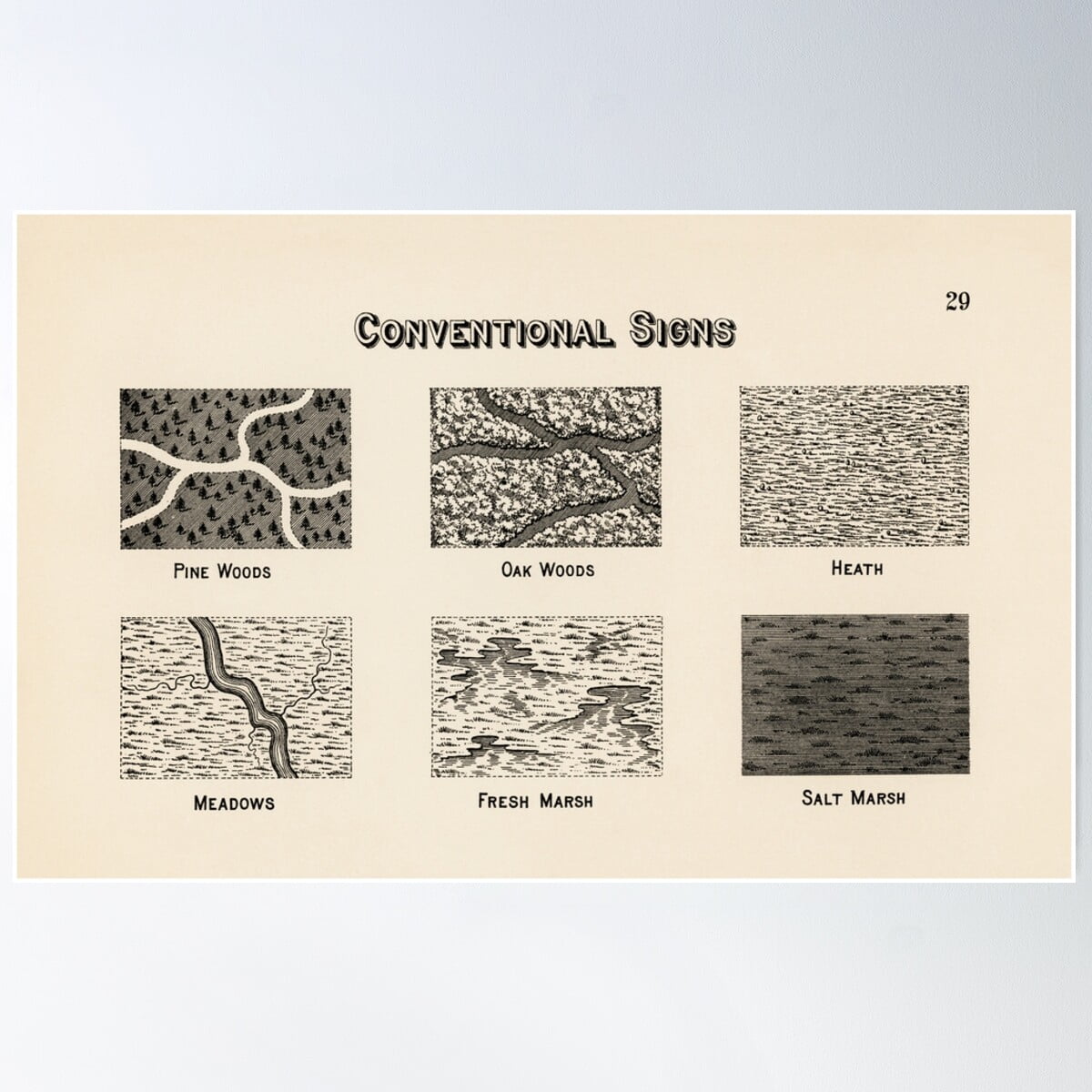 Topography Vintage Poster Drawing Trees Poster Wall Art, Modern Wall ...