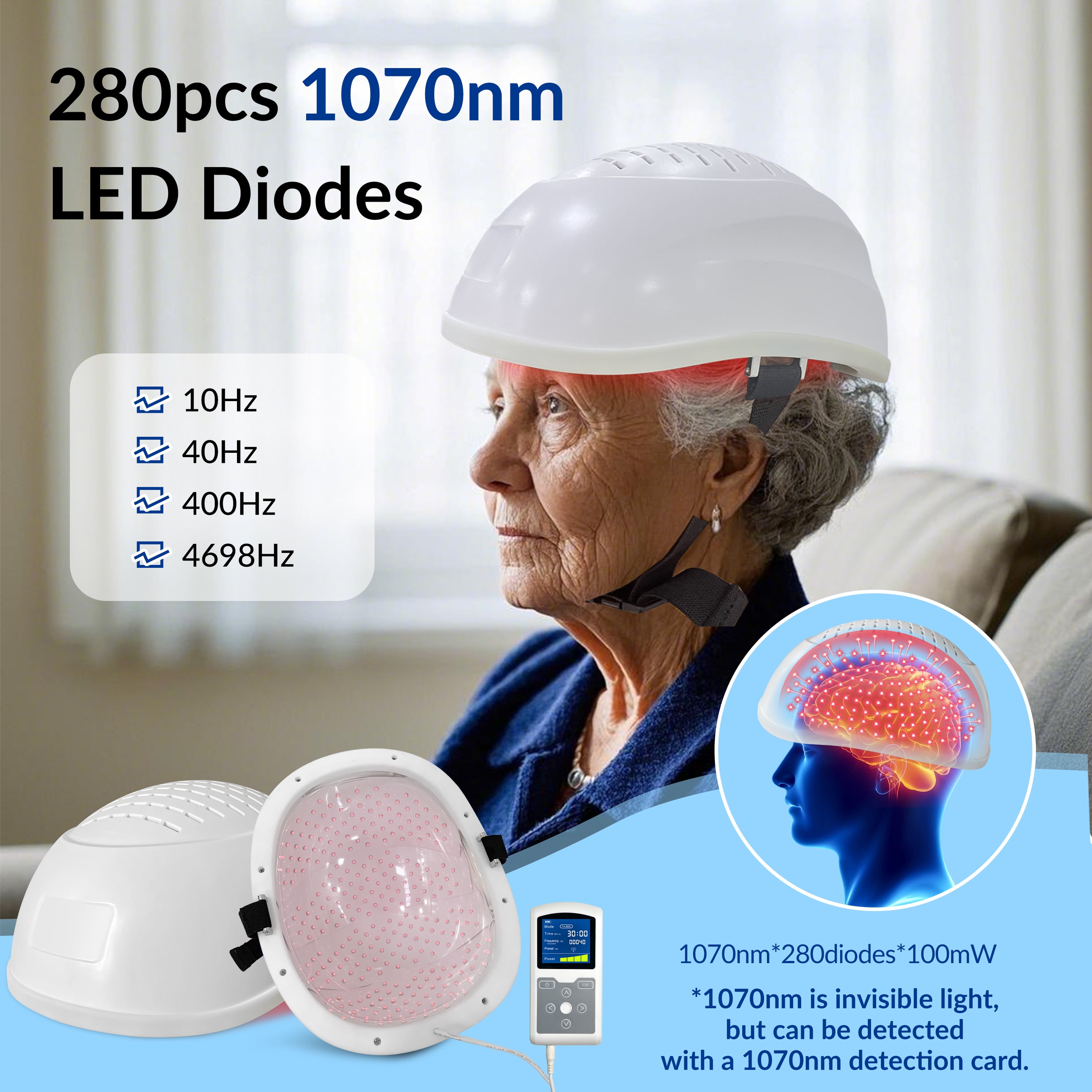 Toponechoice 15W 810nm Near-Infrared Light Brain Stimulation Helmet for ...