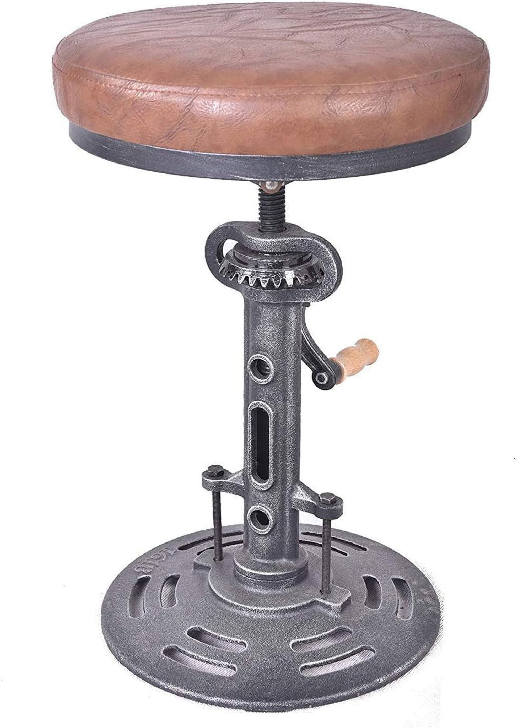 Topower American Antique Industrial DIY Crank Stool Cast Iron Base Bar ...