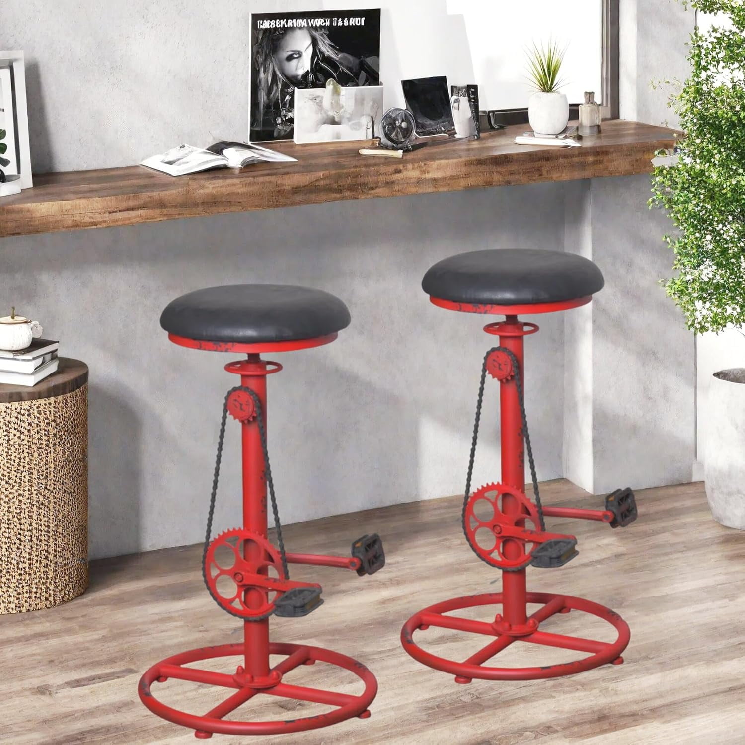 Topower Vintage DIY Bar Stool Bicycle Chain Iron Pedal Retro Industrial ...