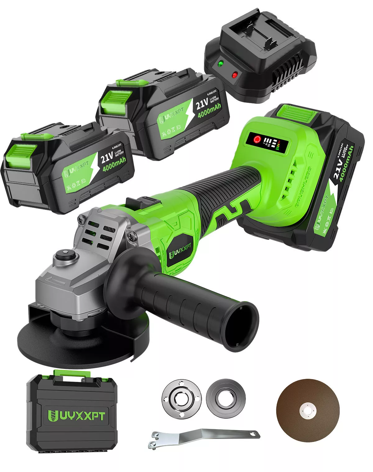 Topperfectmall Cordless Angle Grinder with 2 Batteries, 4-1/2" Cutting ...