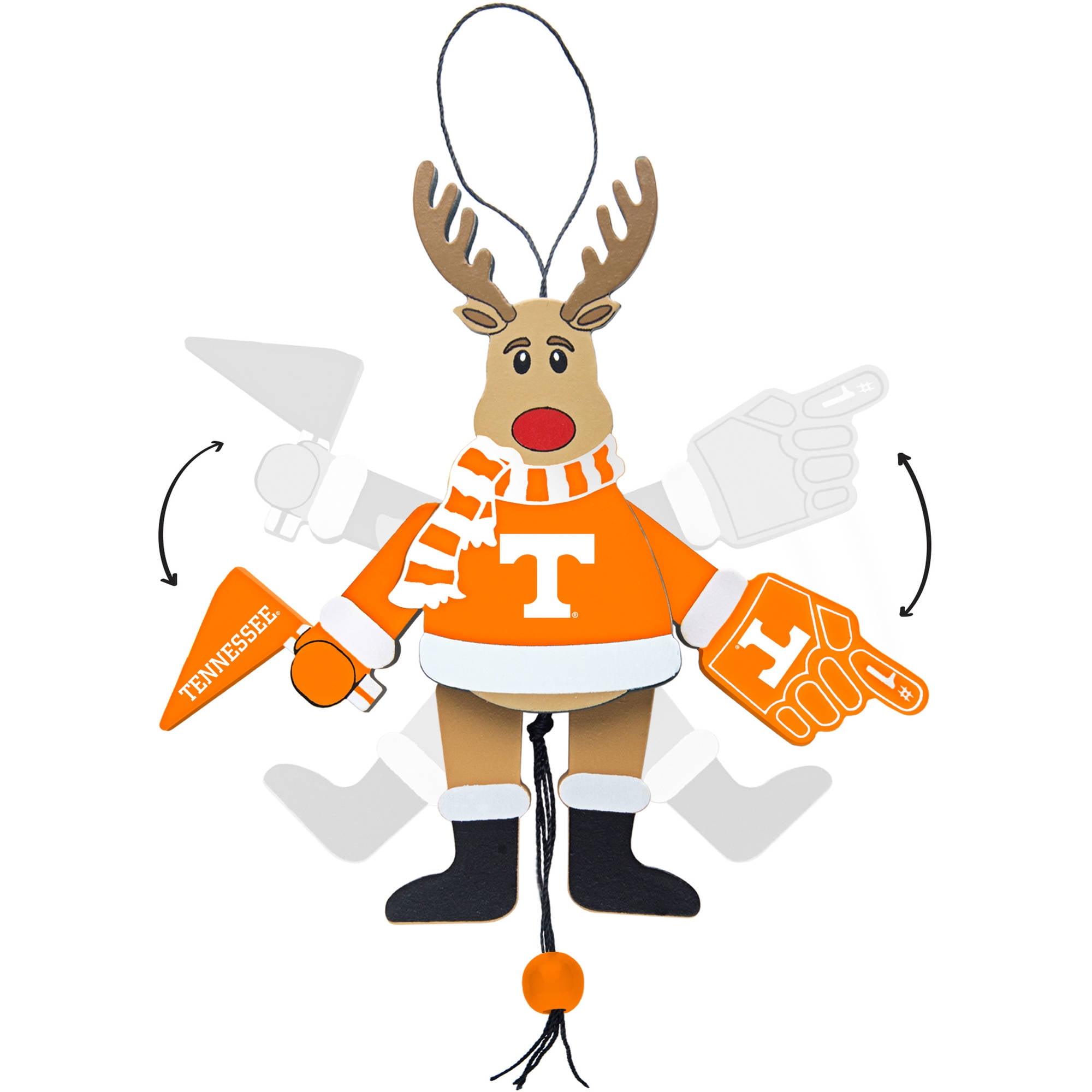Topperscot by Boelter Brands NCAA Wooden Cheering Reindeer Ornament ...