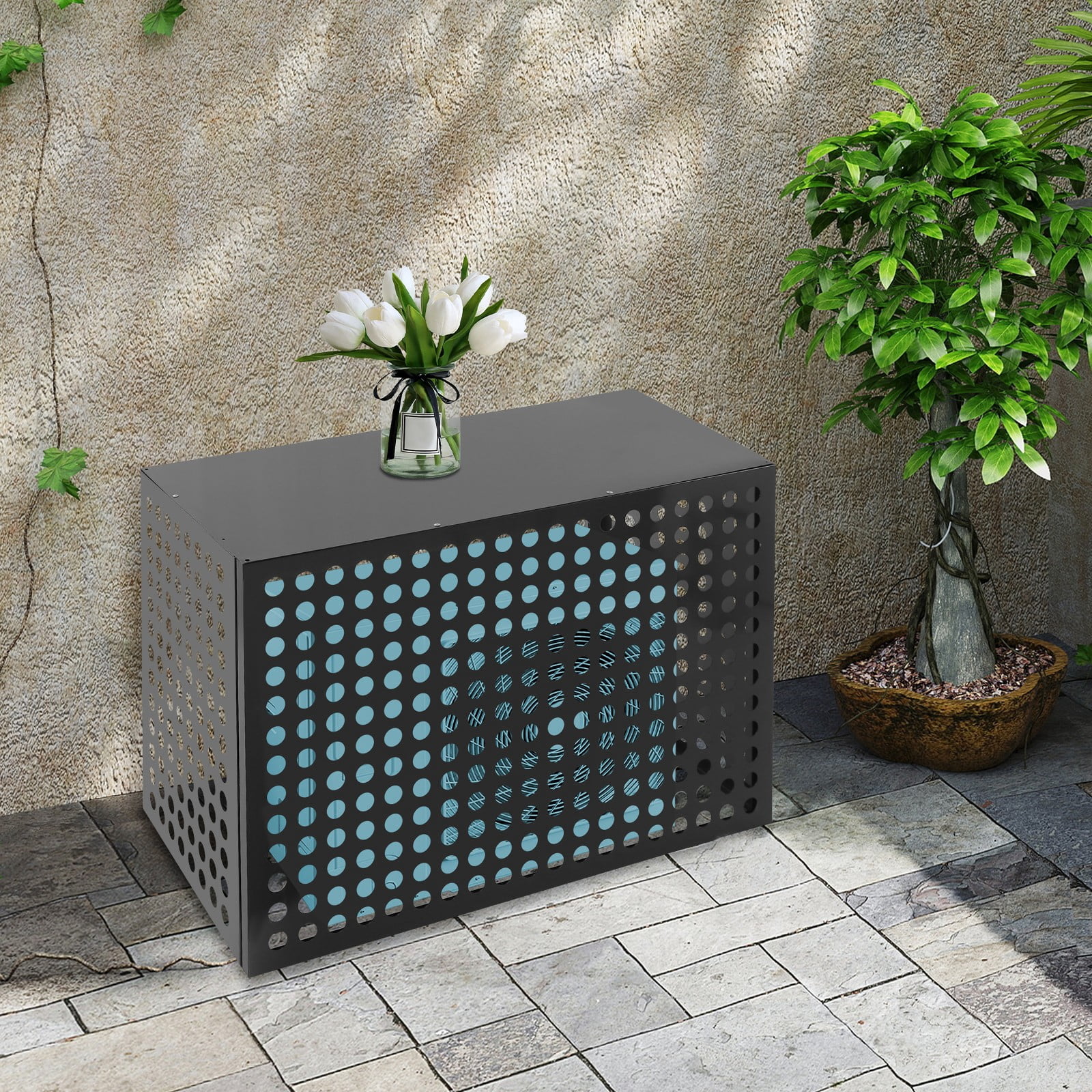ToppiJoy 100*50*70cm Air Conditioner Fence, Metal Outdoor Privacy ...
