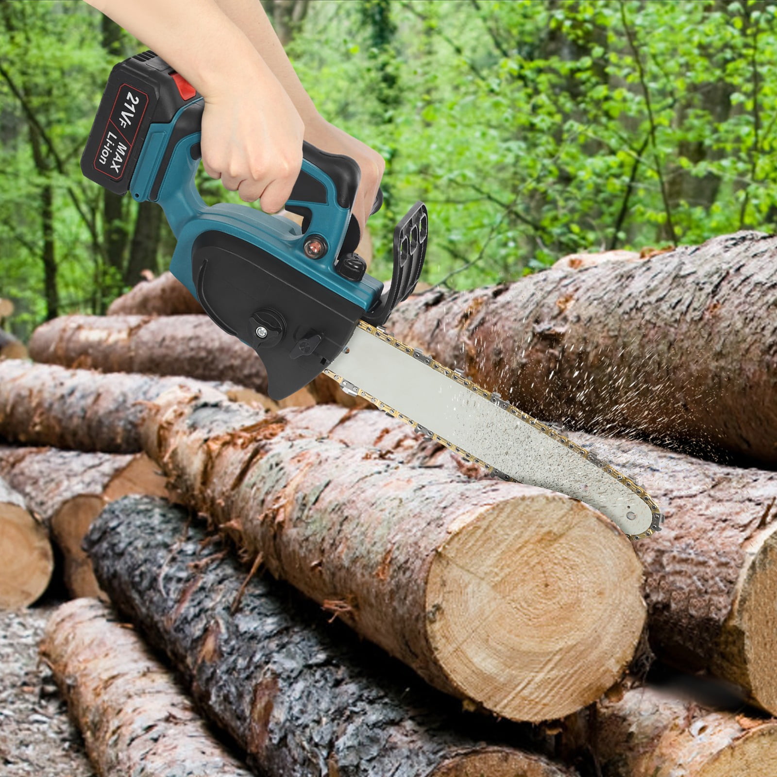 ToppiJoy 1000W Cordless Chainsaw, Handheld Rechargeable Chain Saw ...