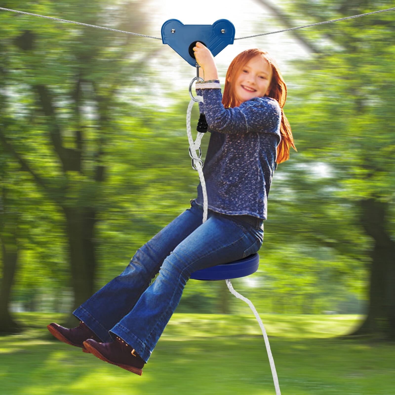 ToppiJoy 100ft Zip Lines for Kids and Adults Outdoor Zipline Kits for ...