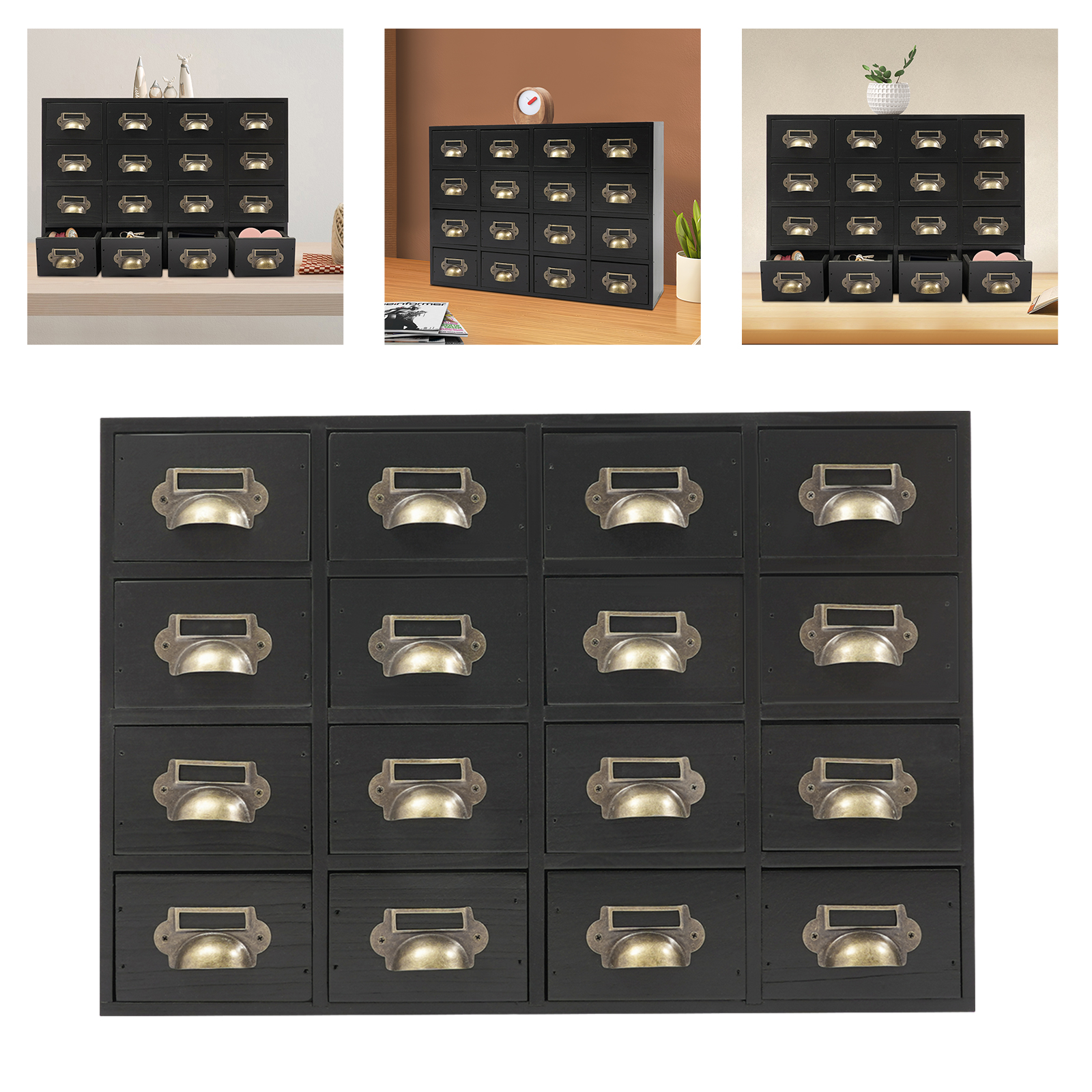 ToppiJoy 16 Drawers Wooden Desktop Chest, Entry Key Jewelry Storage ...