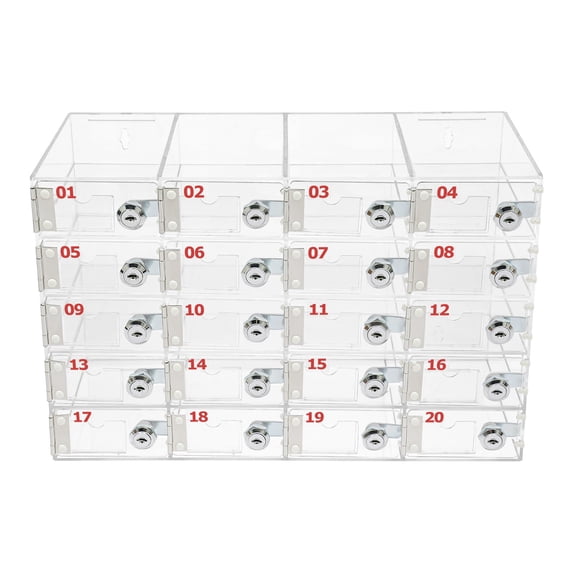 ToppiJoy 20 Slots Clear Acrylic Cell Phone Locker Box with Door Locks ...
