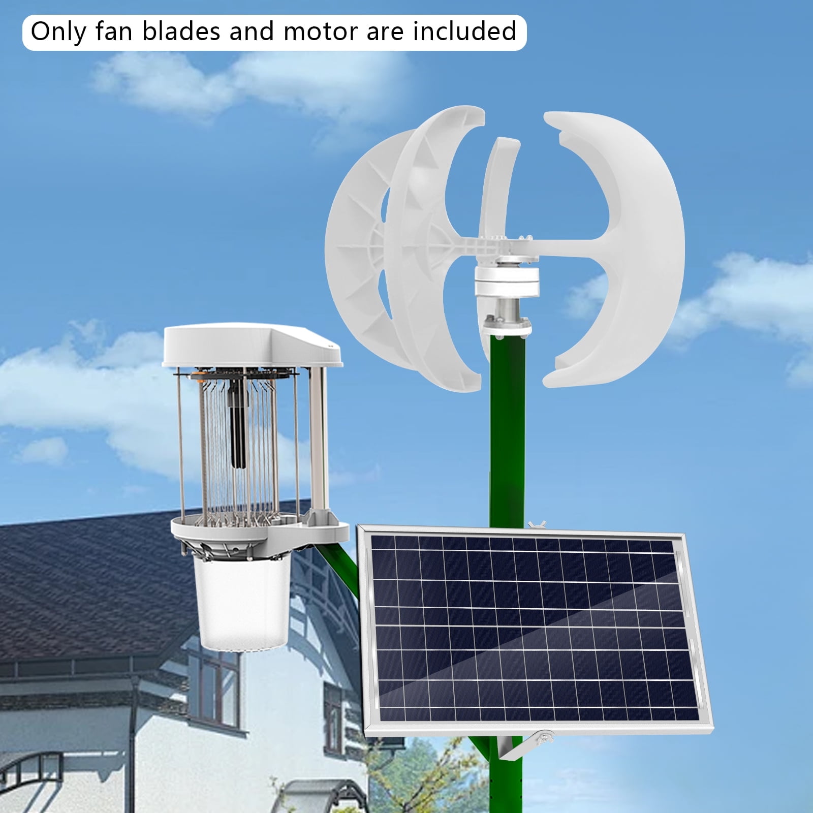 ToppiJoy 24V 600W Wind Turbine Generator White Lantern Vertical Axis ...