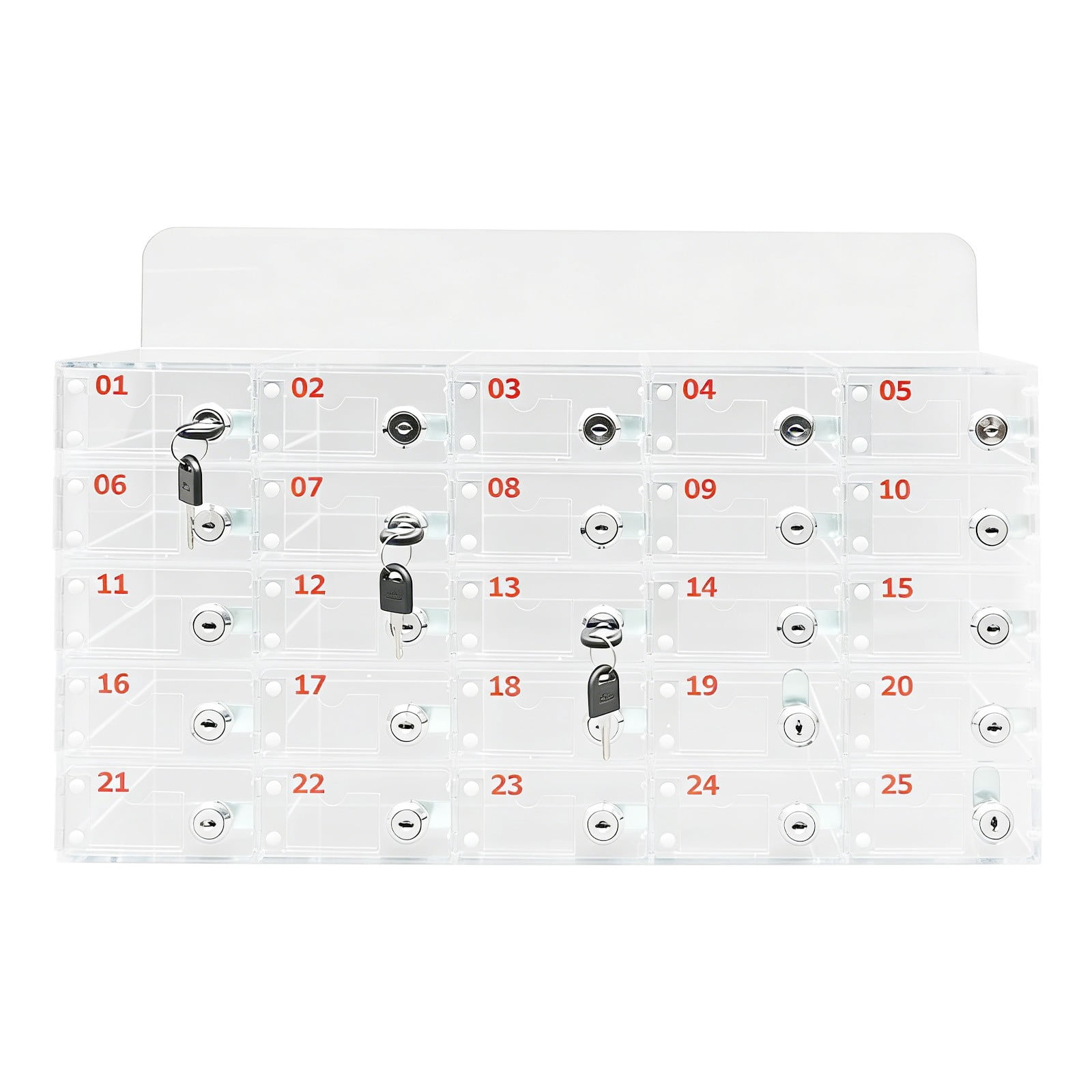 ToppiJoy 25 Slots Clear Acrylic Cell Phone Locker Box with Door Locks ...