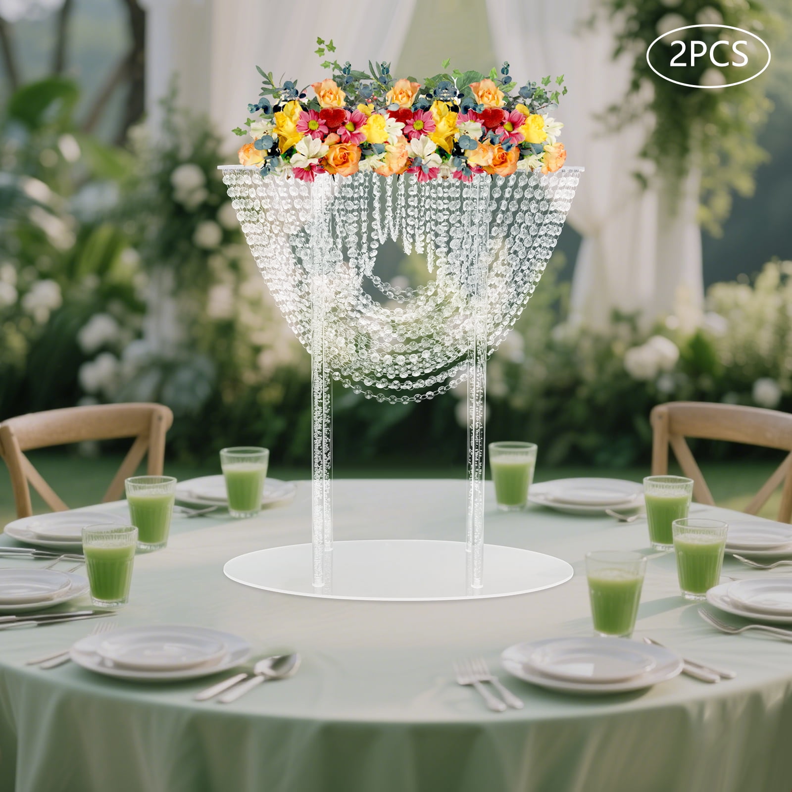 ToppiJoy 2Pcs Acrylic Crystal Flower Vase Wedding, Flower Wedding Table ...