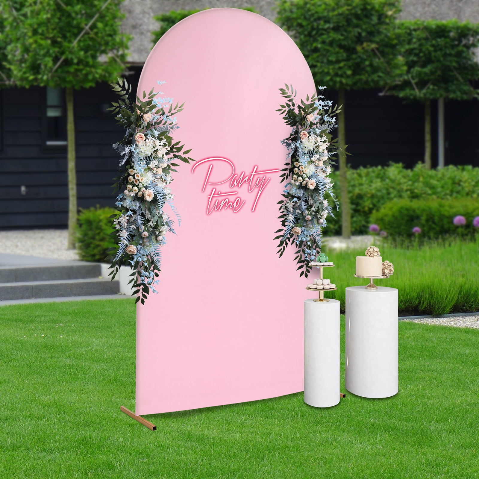 ToppiJoy 3.94ft*7.22ft Arch Backdrop Wedding Arch Stand, Steel Balloon ...