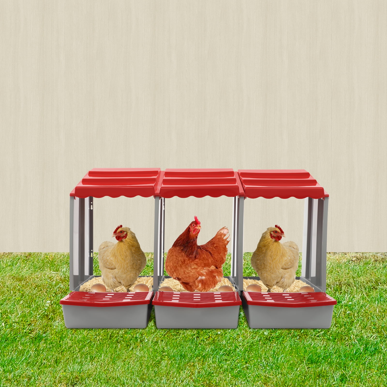 ToppiJoy 3-Compartment PP Chicken Nesting Boxes, Egg Laying Box with ...