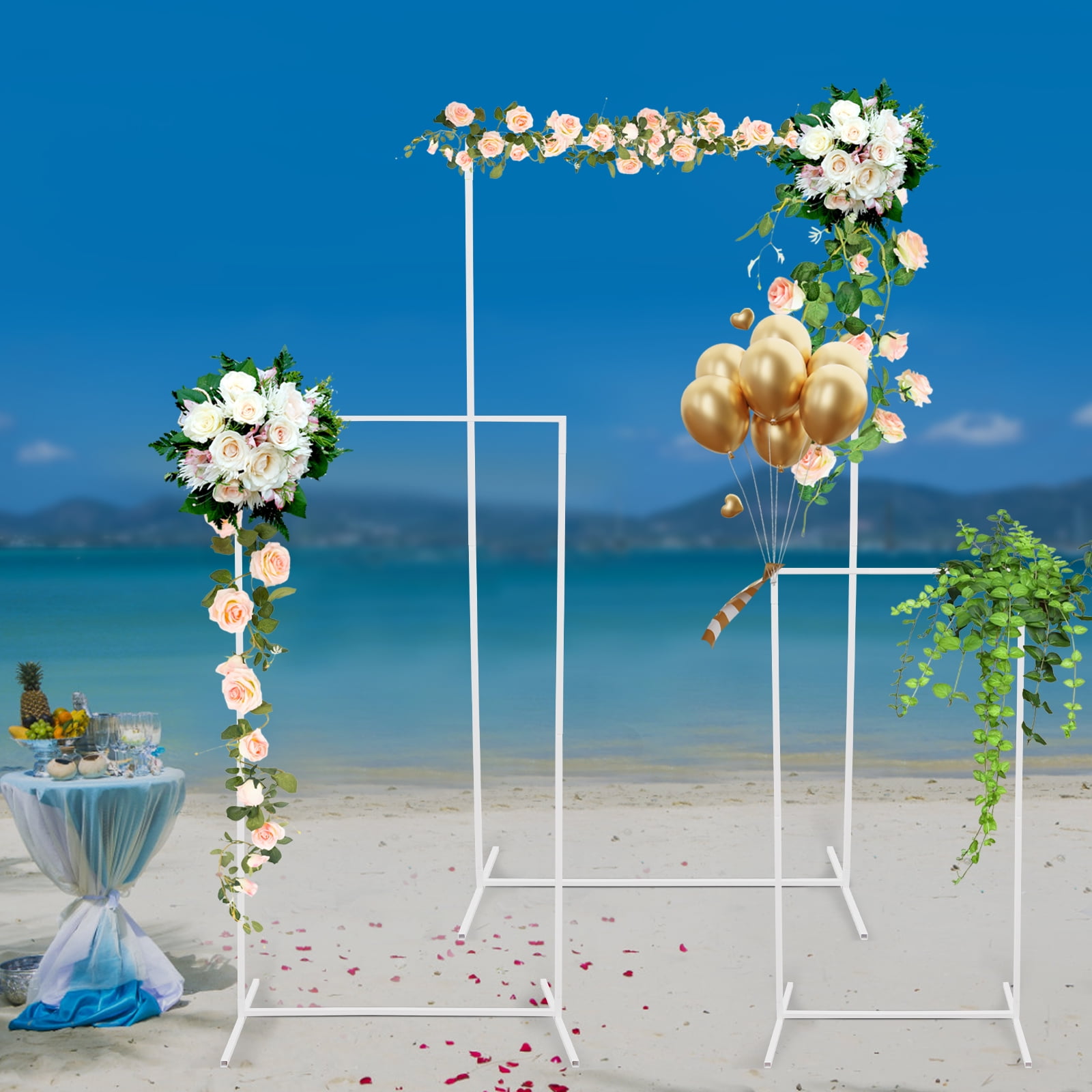 ToppiJoy 3 Items Rectangular Metal Backdrop Stand Rectangular Balloon ...