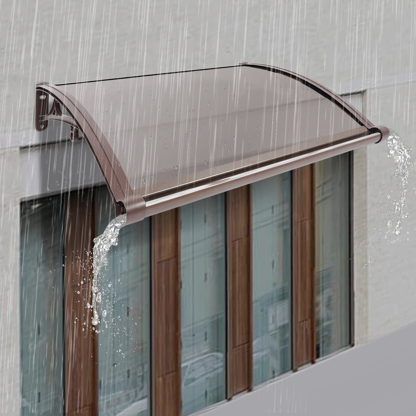 ToppiJoy 32.28*24.4in Door Awning Exterior with Drainage, Window Polycarbonate Awning with ...