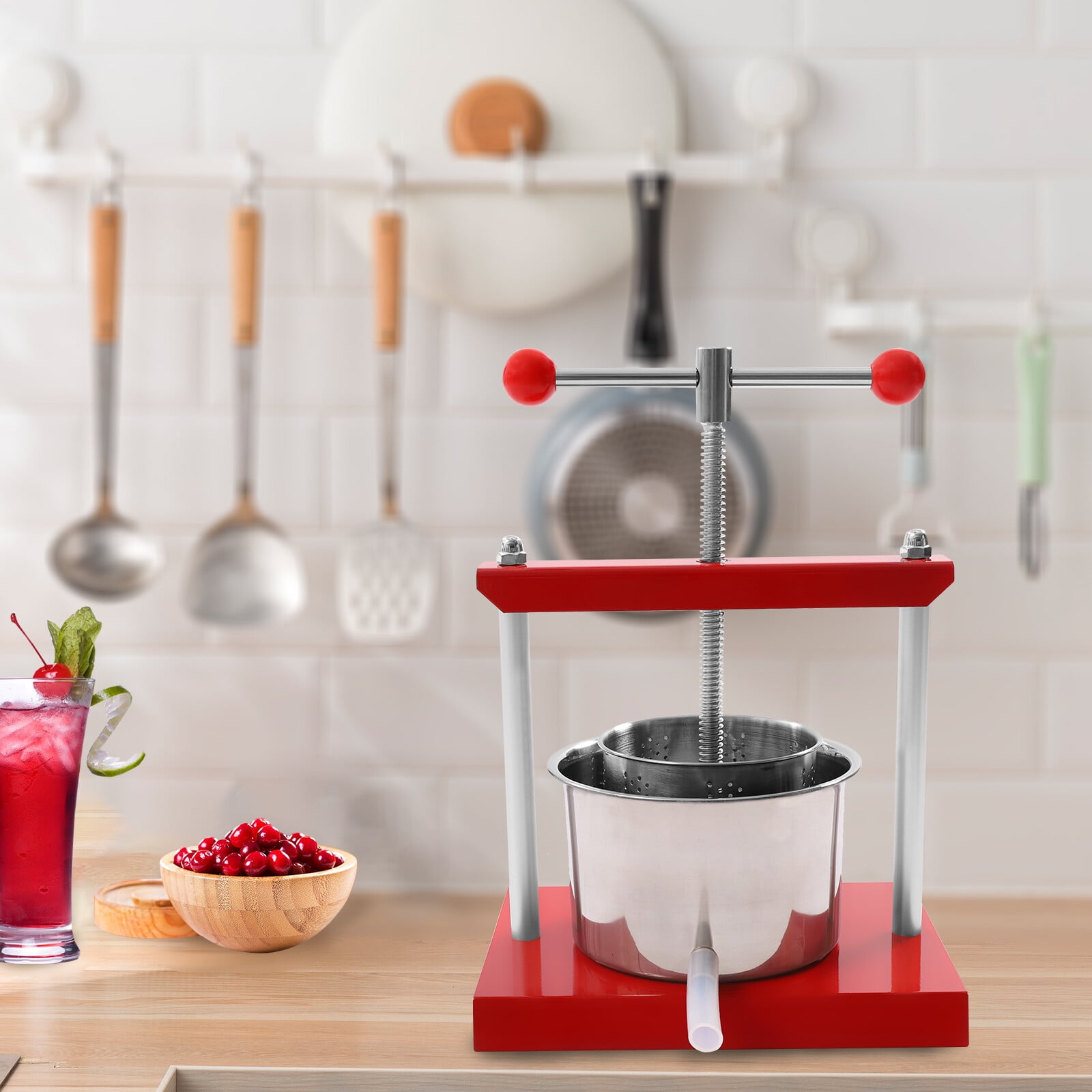 ToppiJoy 3L/0.8gal Manual Fruit Wine Press, Stainless Steel Barrels ...