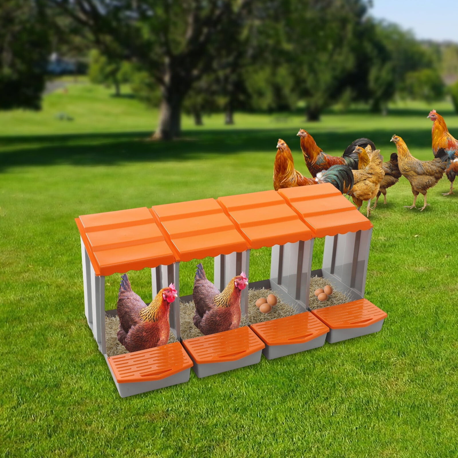 ToppiJoy 4-Compartment PP Chicken Nesting Boxes, Egg Laying Box with ...