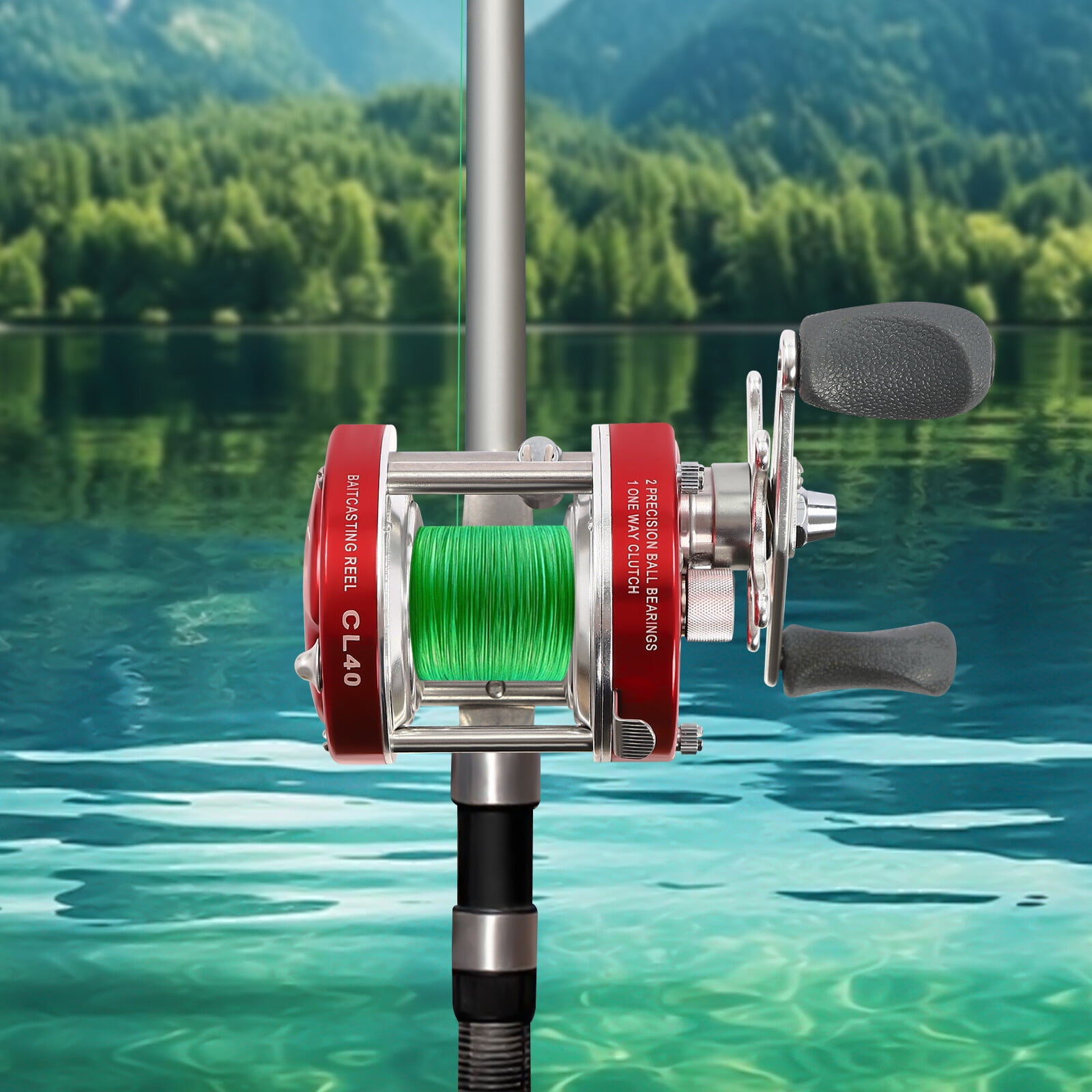 ToppiJoy 40 Round Red Baitcasting Reel, Perfect Reinforced Metal Body ...