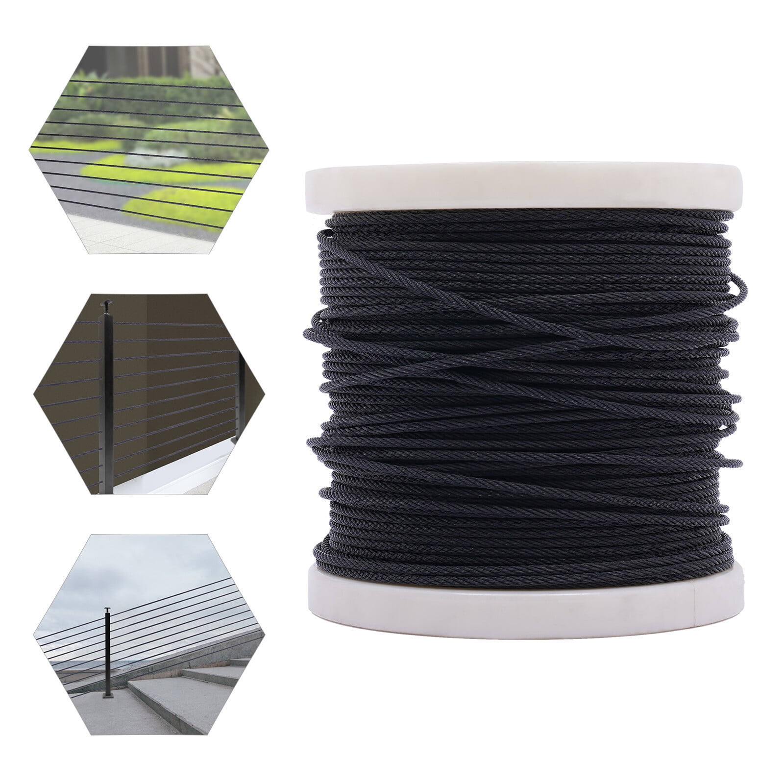 ToppiJoy 400FT Stainless Steel Wire Rope, 1/8" Black Multifunctional ...