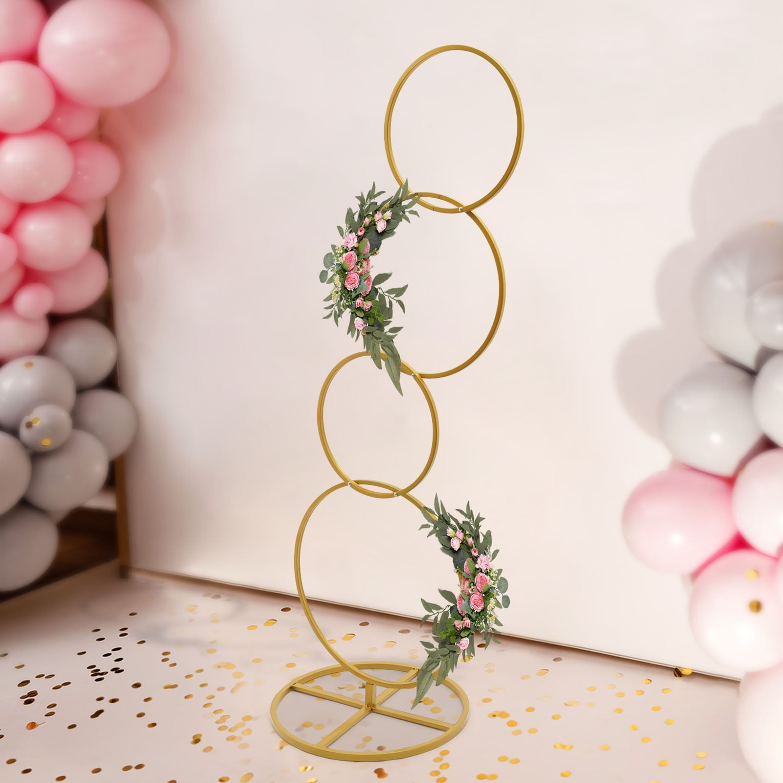 ToppiJoy 5.02ft Tall Metal Round Hoop Pillar Flower Stand, Wedding ...