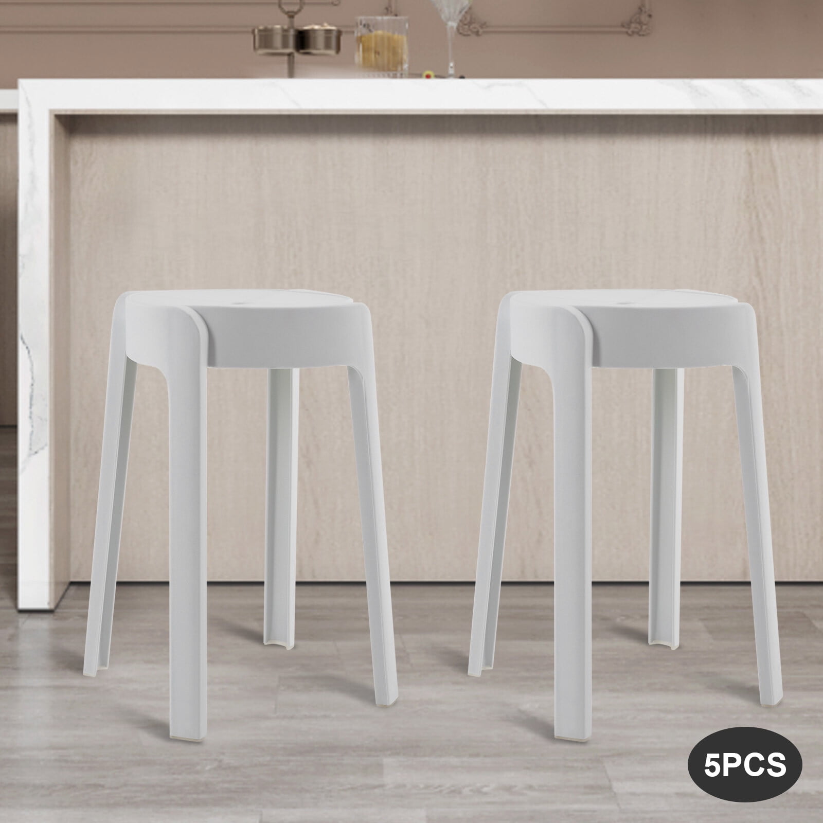 ToppiJoy 5 Pack Plastic Stackable Stools, Plastic Round Stools ...