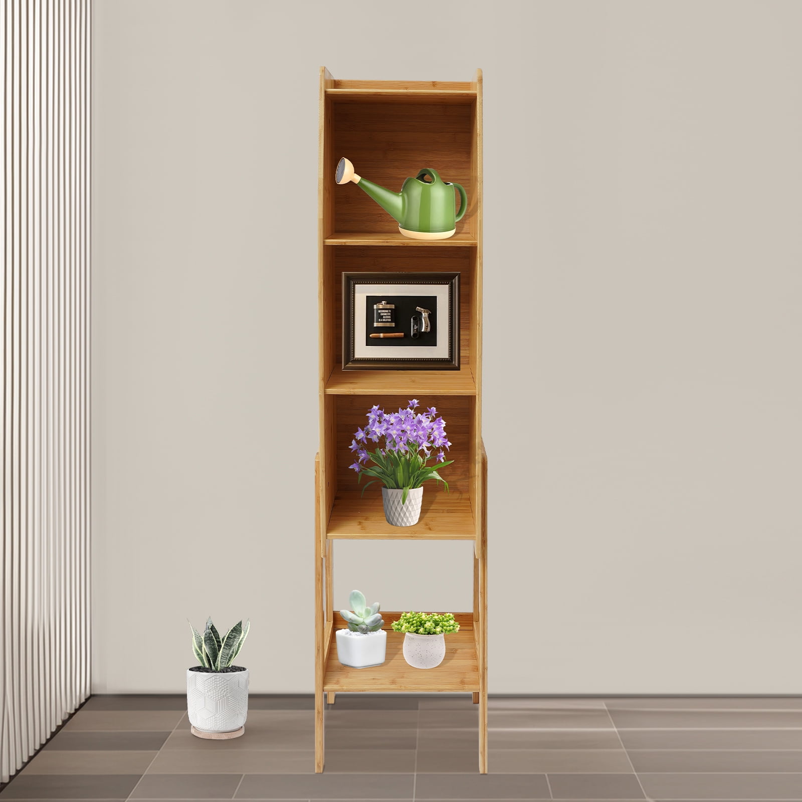 ToppiJoy 5 Tier Modern End Table, Side Table Cabinet Bamboo Nightstand ...