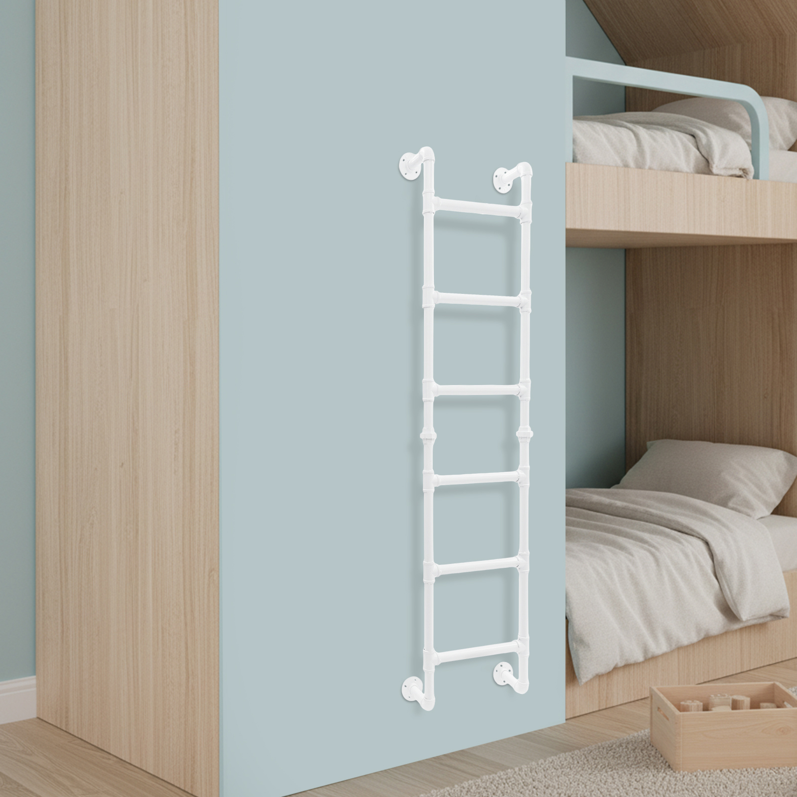 ToppiJoy 6-Step Wall-Mounted Bunk Bed Ladder, Bunk Bed Ladder, Loft ...
