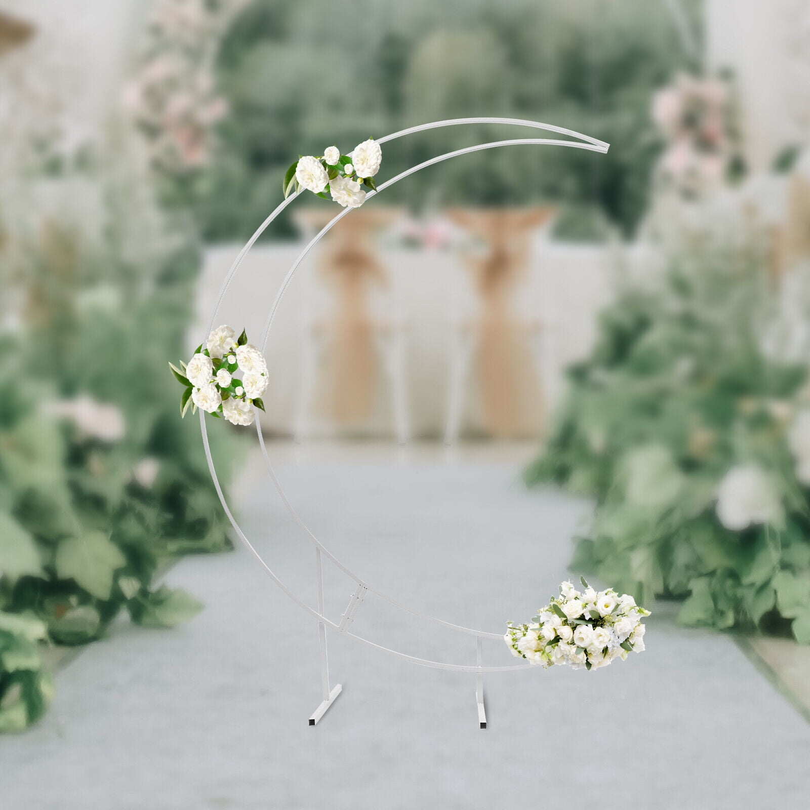 ToppiJoy 7ft Crescent Moon Wedding Arch, Metal Curved Design ...