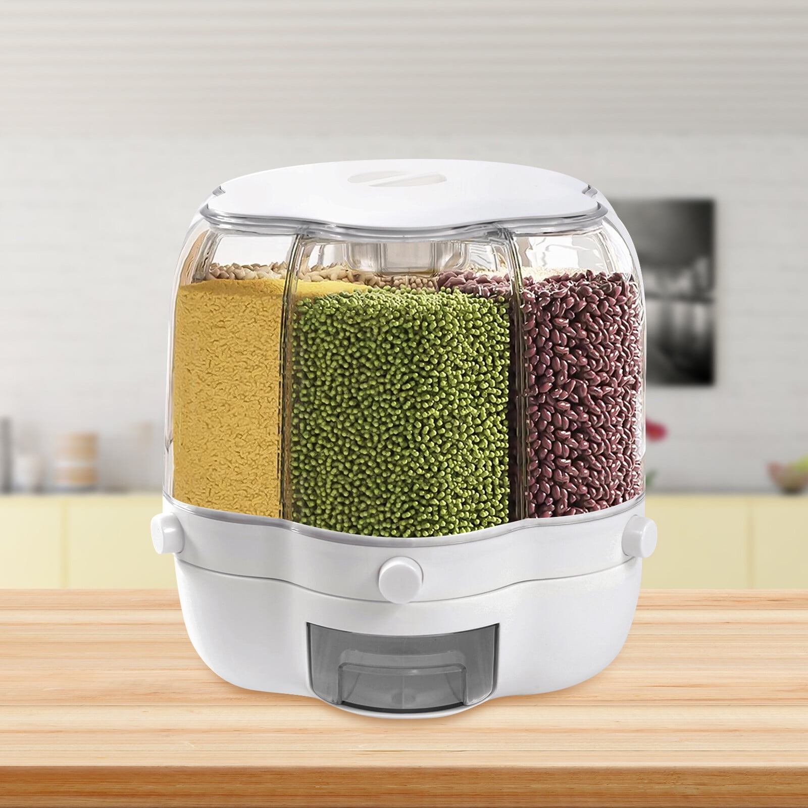 ToppiJoy 8kg Capacity Cereal Dispenser, Visible Round Multigrain Tank ...
