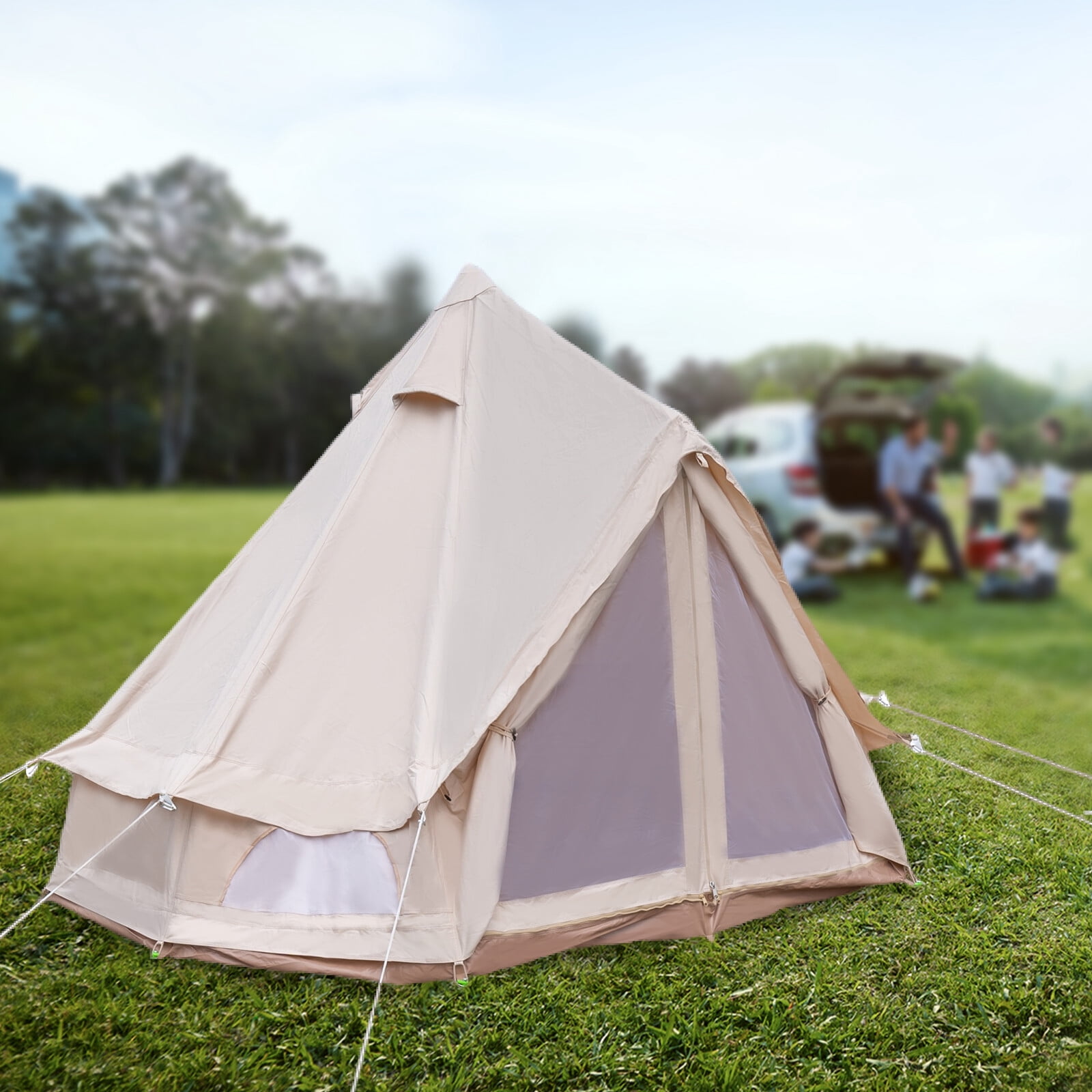 ToppiJoy Bell Tent, Polyester Cotton Bell Tent for 4 Season Family ...