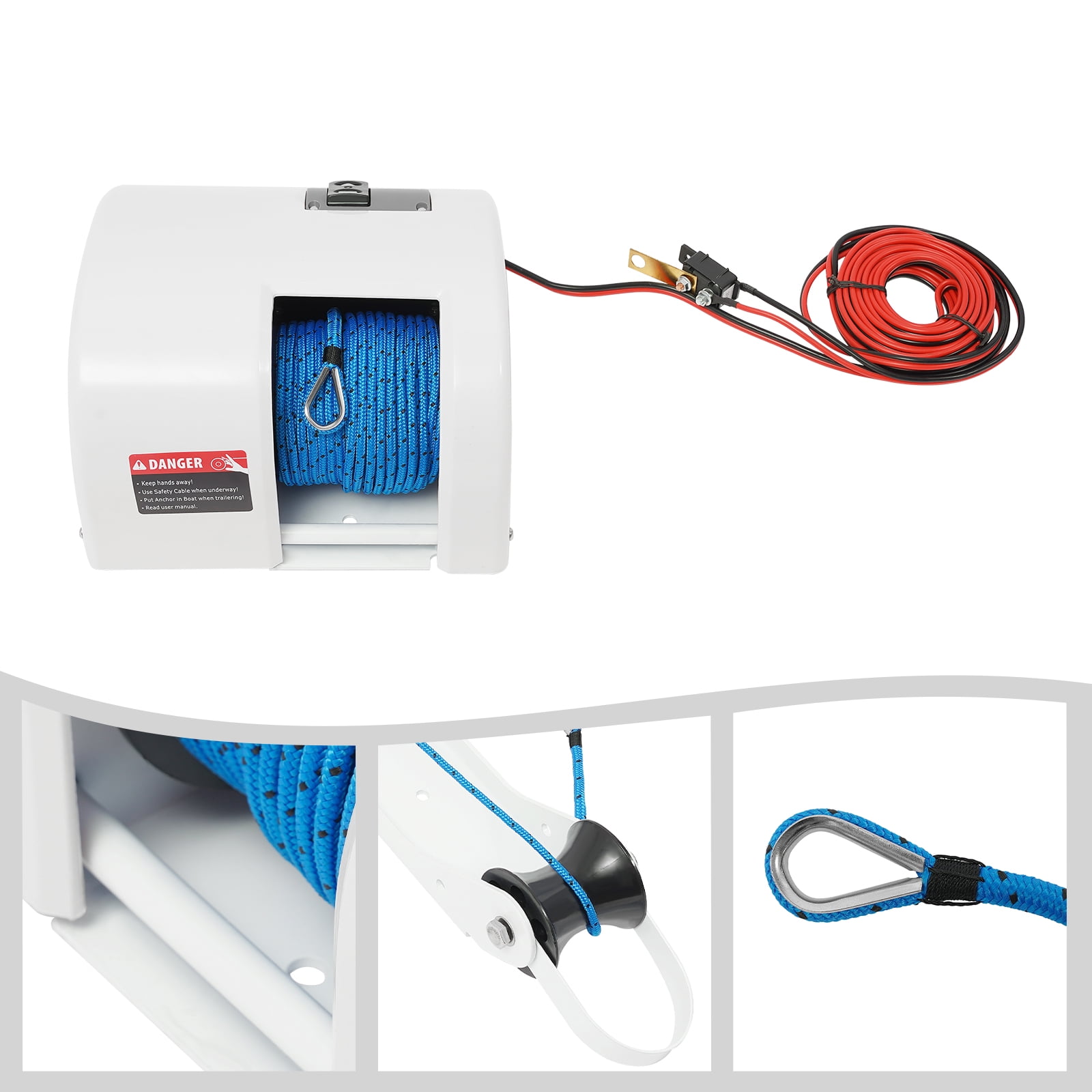 ToppiJoy Boat Anchor Winch 12V with Remote Control, Compact Electric ...