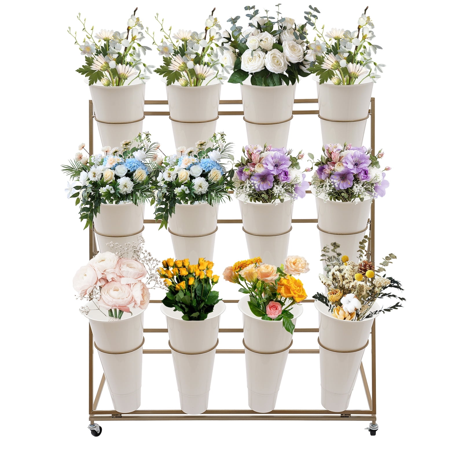 ToppiJoy Flower Display Stands with 3 Layers 12 Buckets, Flowers ...