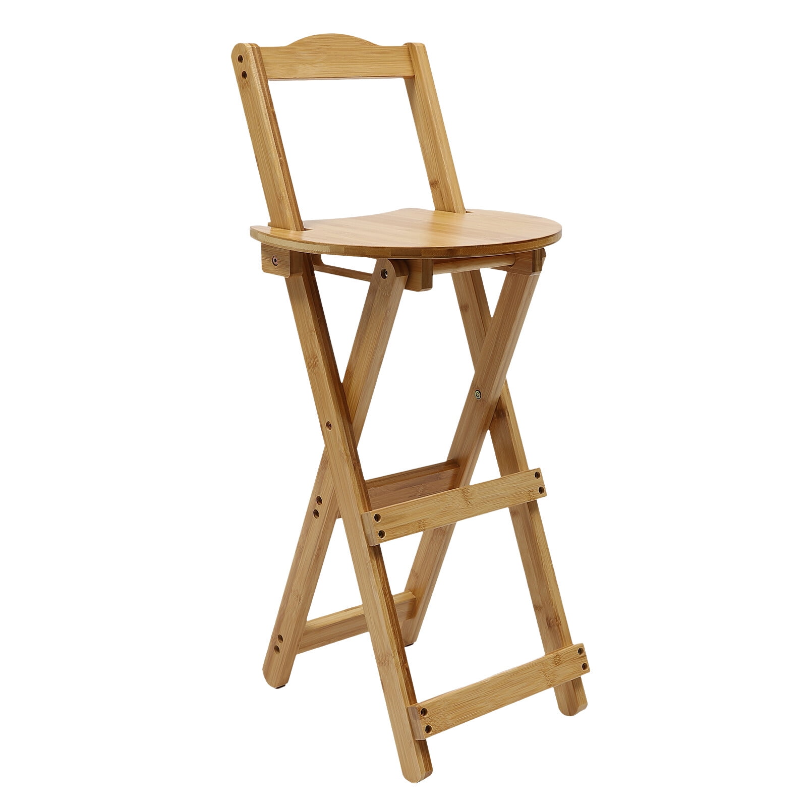 ToppiJoy Foldable Folding Bamboo Stool Portable Tall Chair Bar Stool ...