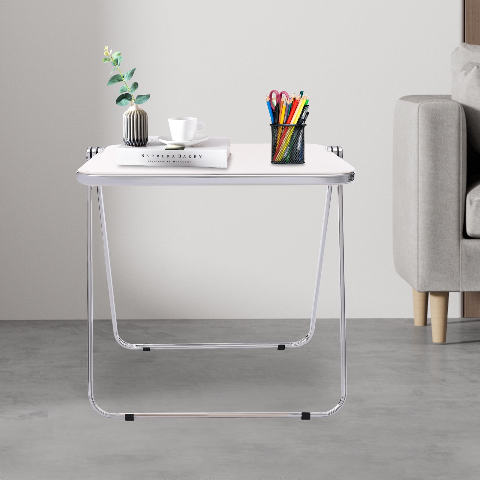 ToppiJoy Foldable Portable Acrylic Table, Acrylic End Side Table Modern ...