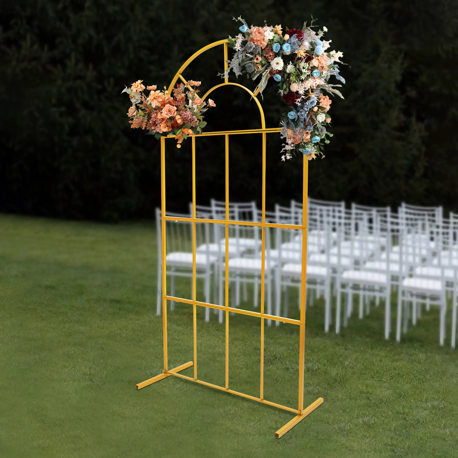 ToppiJoy Gold Metal Backdrop Stand Wedding Arch, 6.5FT Height Sturdy ...