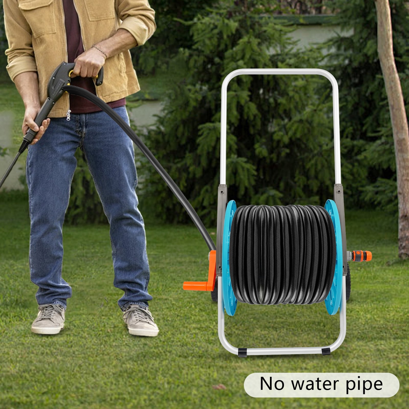 ToppiJoy Hose Reel Cart with Wheels, Garden Water Hose Reel Cart Holds ...