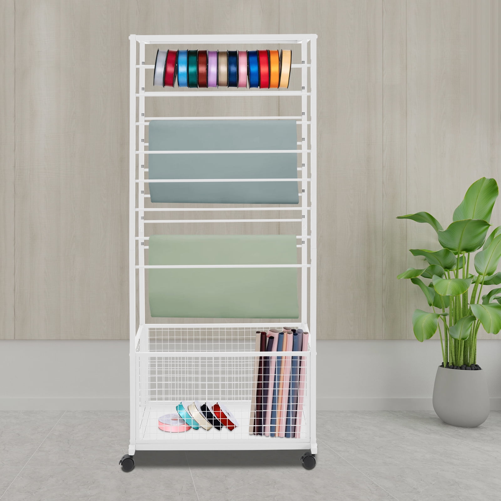 ToppiJoy Metal Ribbon Holder Organizer Rack, 16-Tier Double-Sided ...