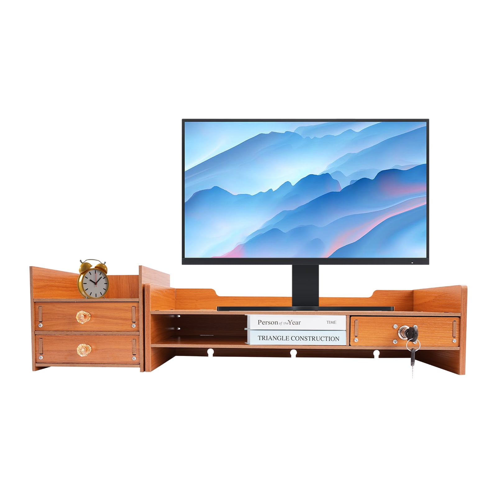 ToppiJoy Monitor Stand Riser with 3 Drawers and Lockable Compartment ...