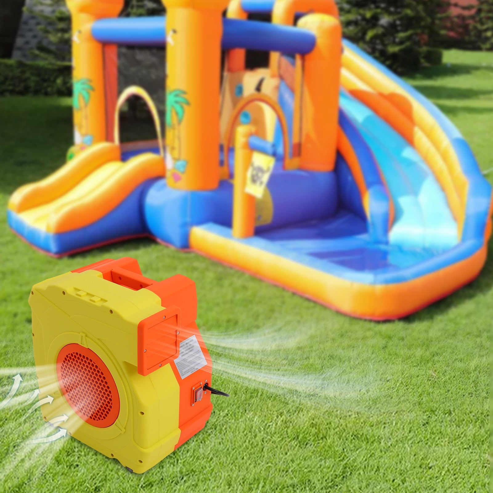 ToppiJoy Orange Bounce House Blower, 2 HP/1.5Hp Dual Speed Commercial ...