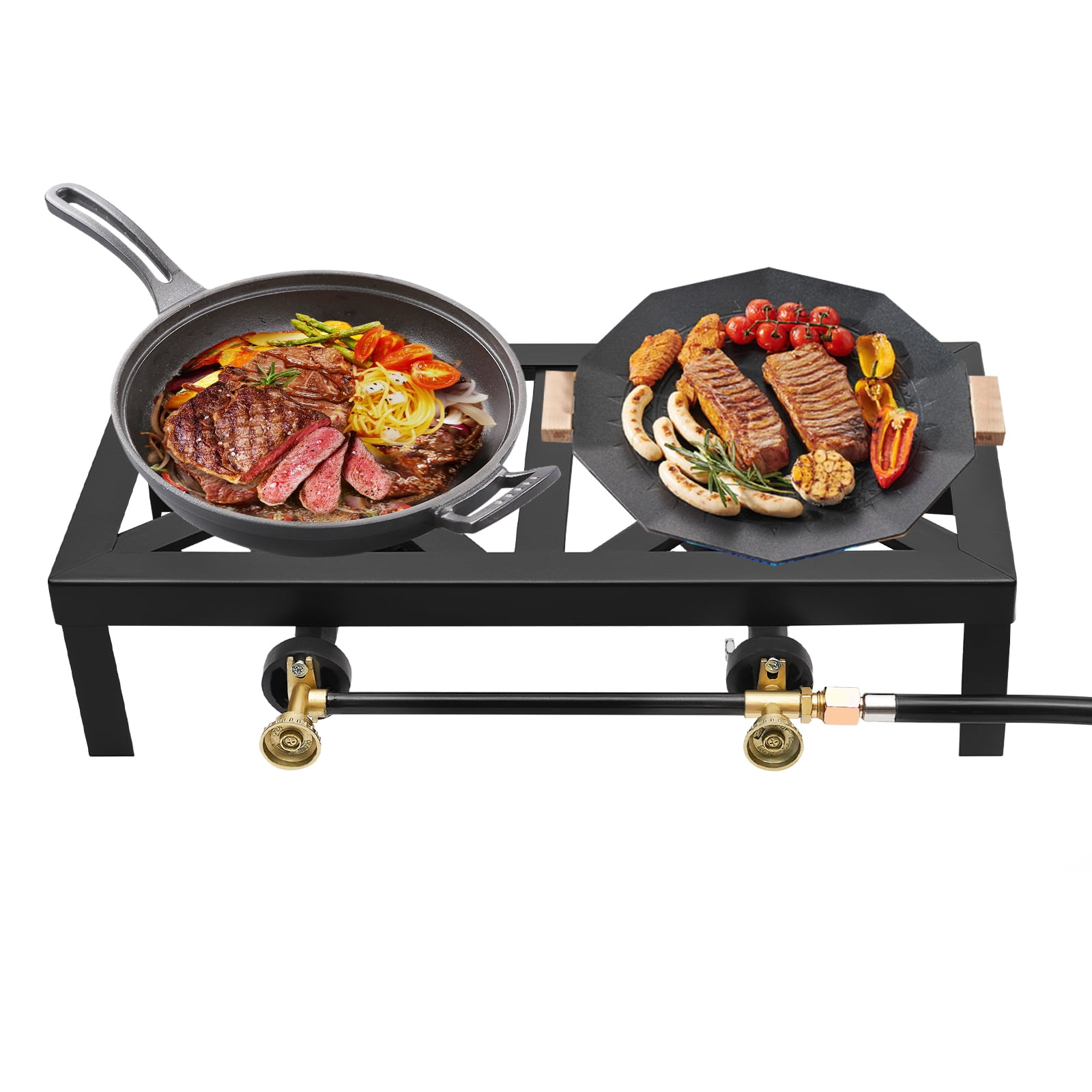 ToppiJoy Outdoor Cast Iron Wood Stove, Double Burner Camping Stove with ...