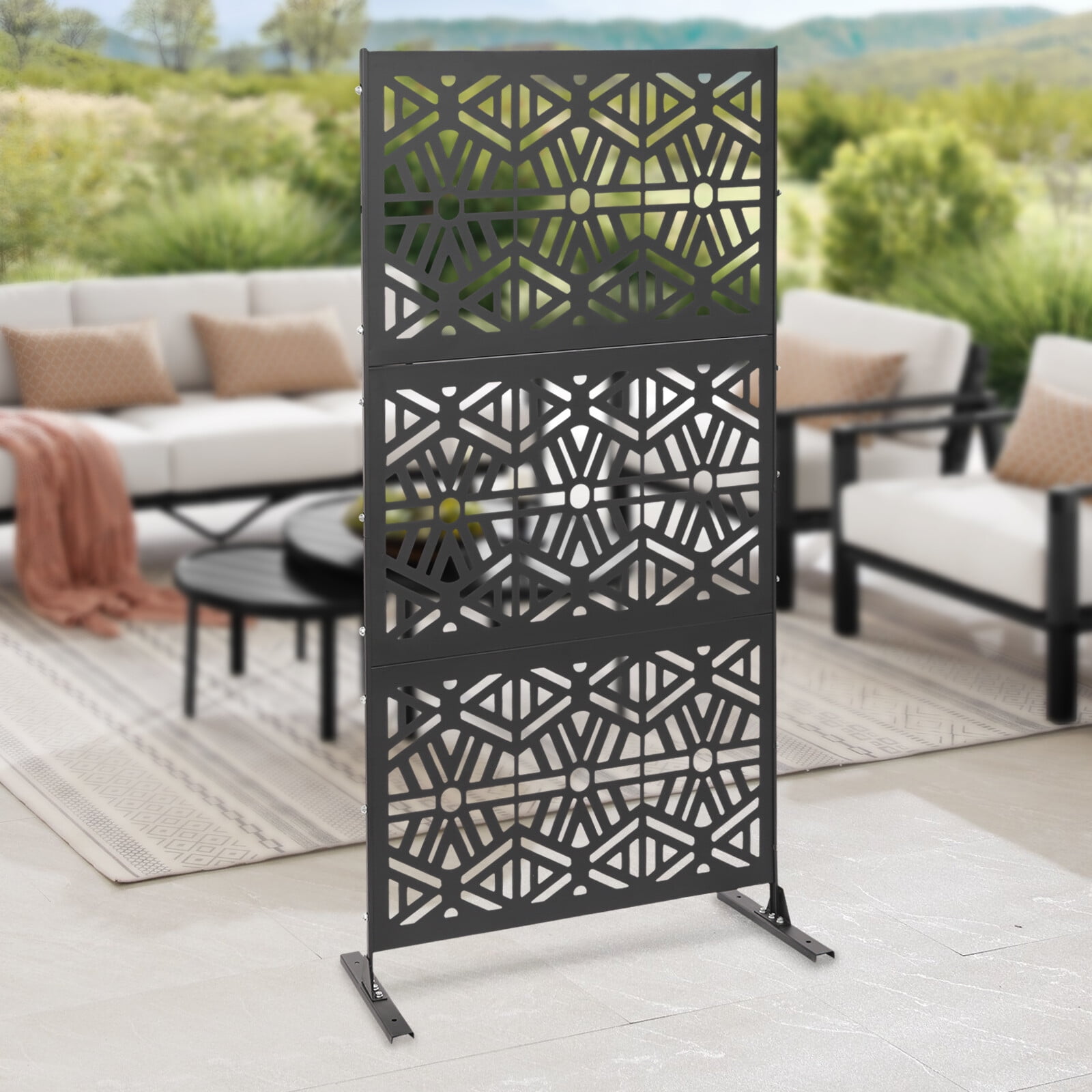ToppiJoy Outdoor Living Privacy Screen, Metal Privacy Screen Outdoor ...