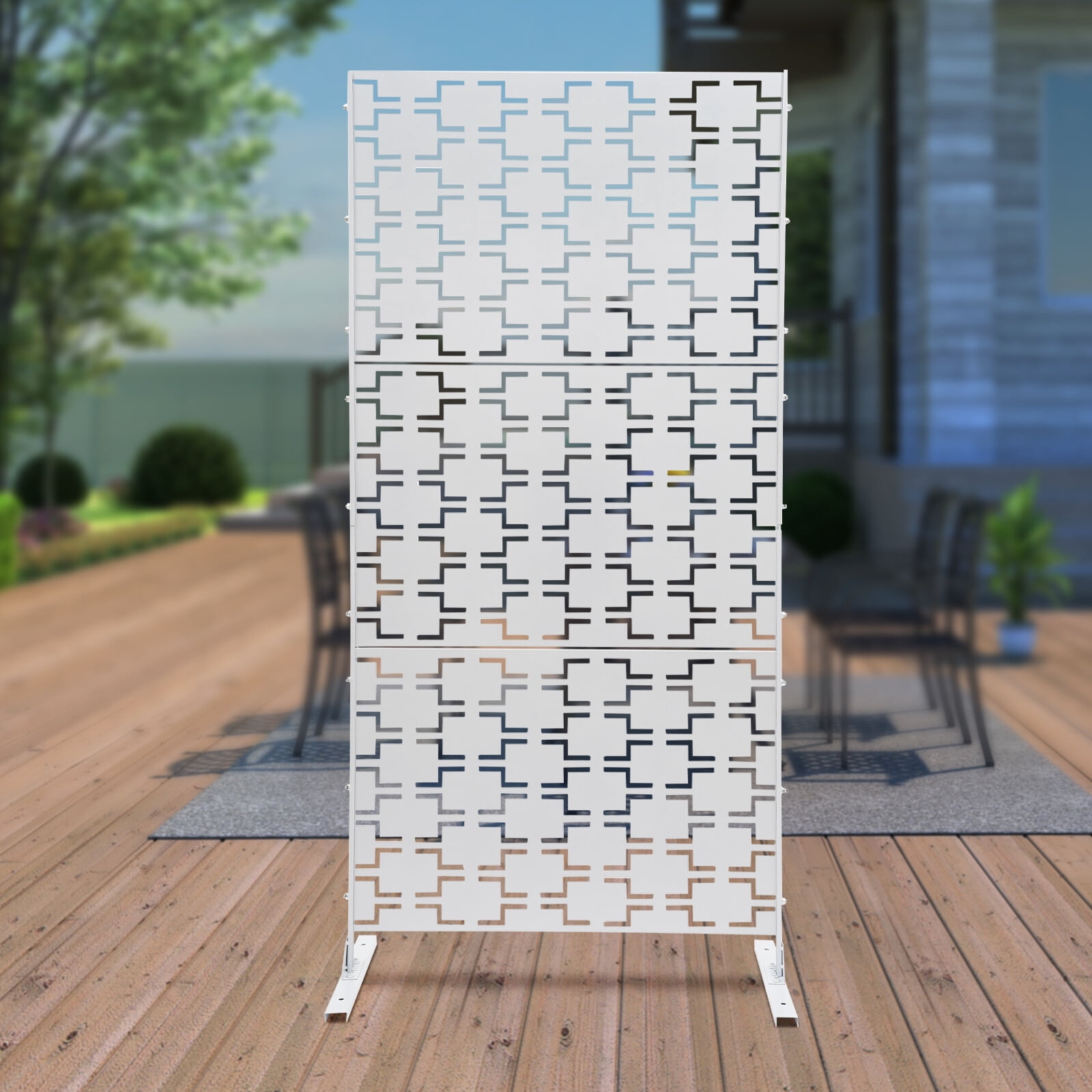 ToppiJoy Outdoor Living Privacy Screen, Metal Privacy Screen Outdoor ...