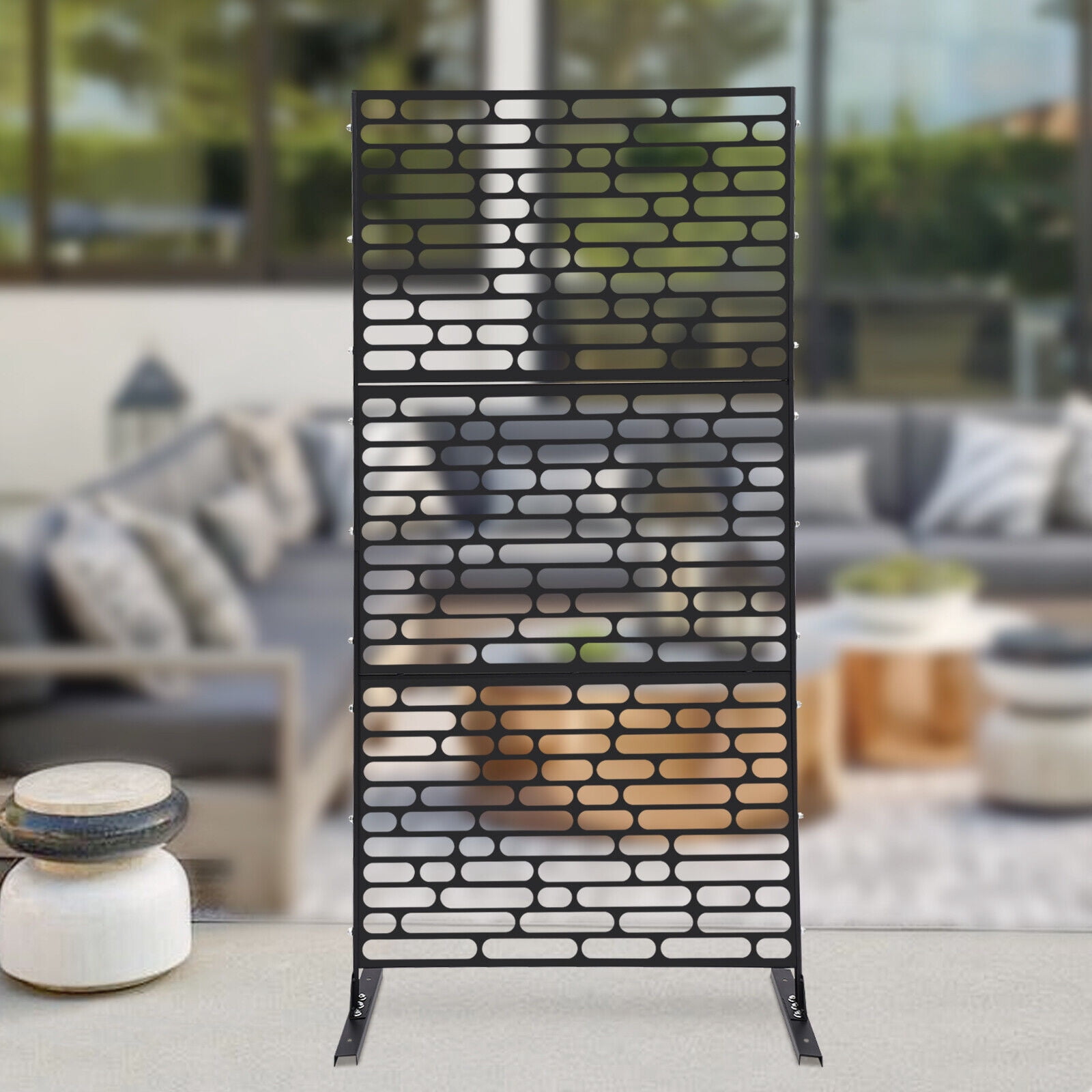 ToppiJoy Outdoor Living Privacy Screen, Metal Privacy Screen Outdoor ...