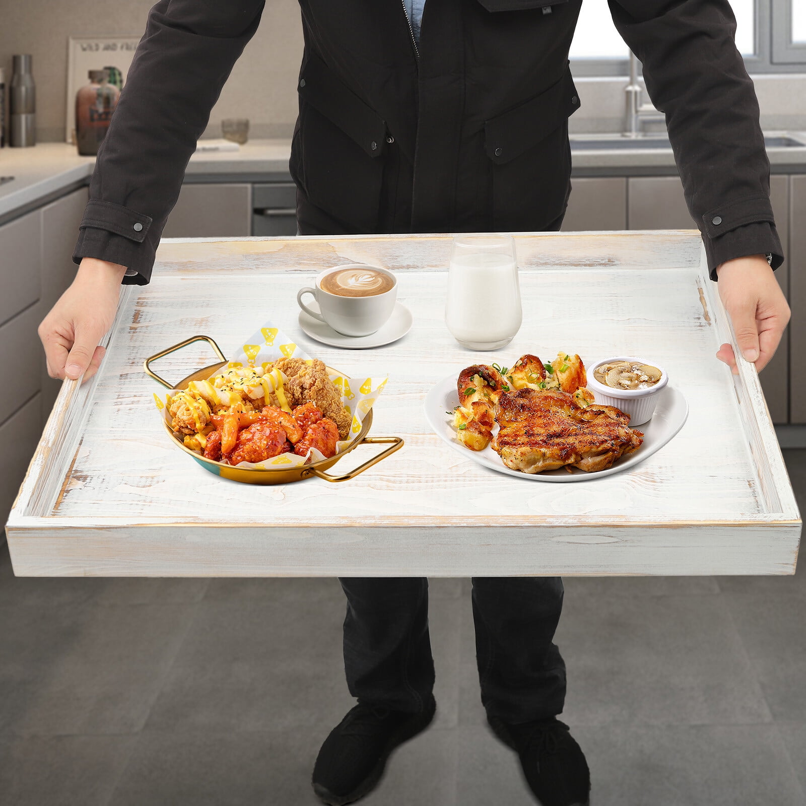 ToppiJoy Pine Wood Stove Cover, Cooktop Protector, Kitchen Serving Tray ...