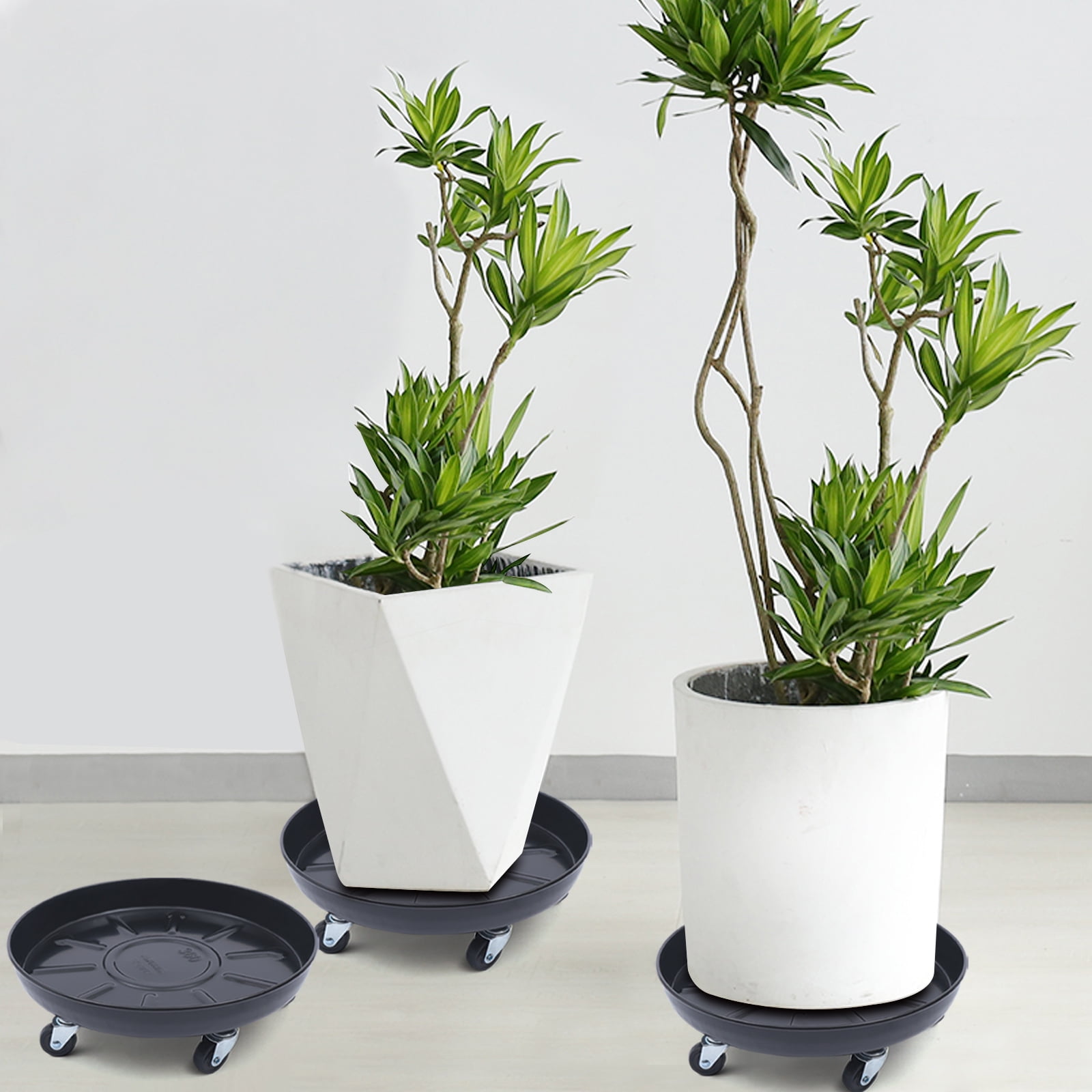 ToppiJoy Plant Caddy with Wheels Heavy Duty Iron Tray 14 Inch Round ...