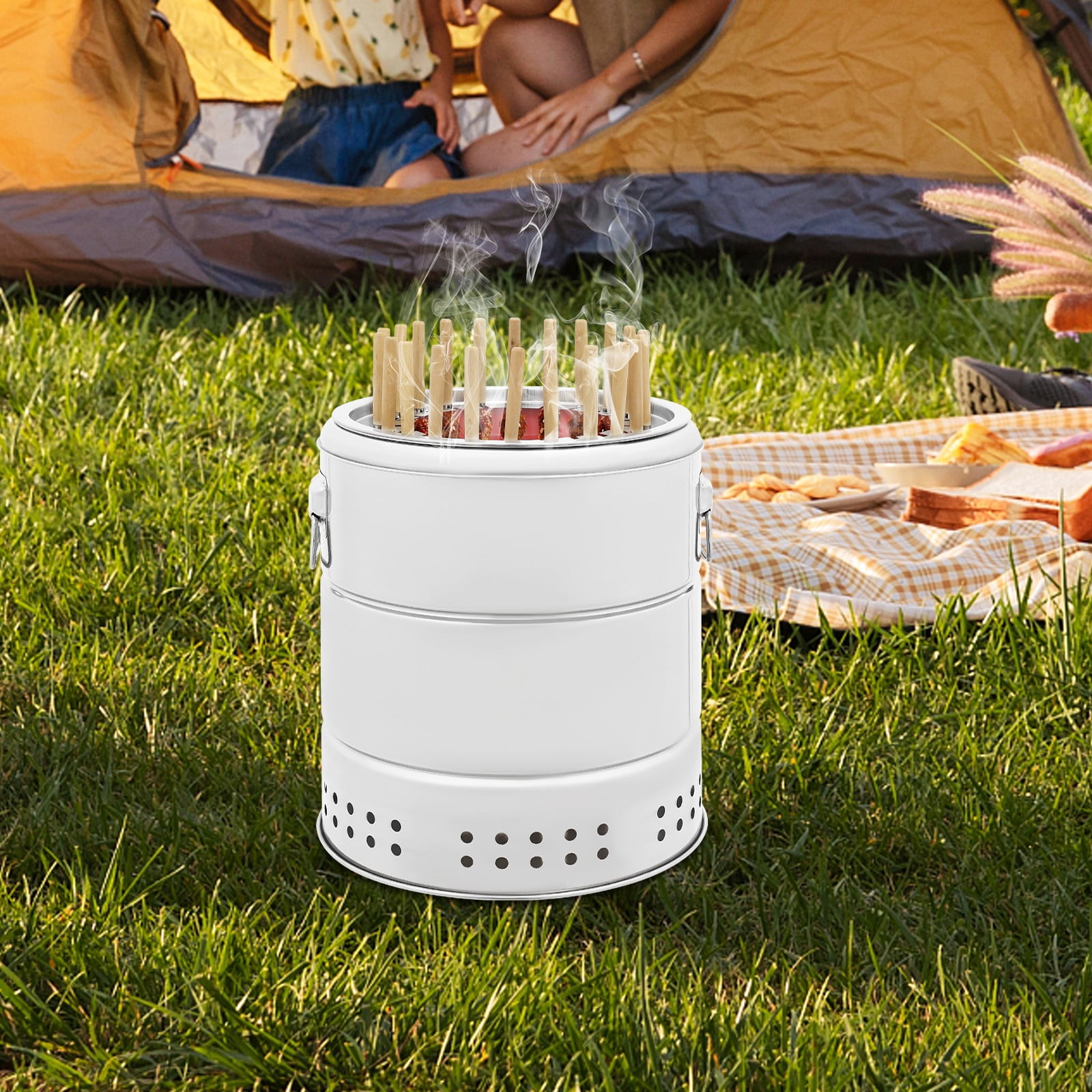 ToppiJoy Portable Barbecue Charcoal Barrel Grill, Stainless Steel ...