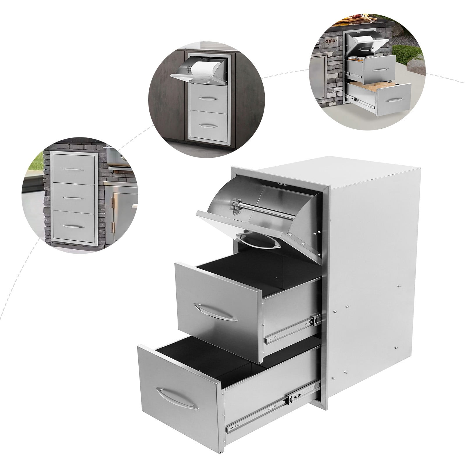 ToppiJoy Pull Out Trash Drawer Lower Sliding Rails, Outdoor Kitchen ...